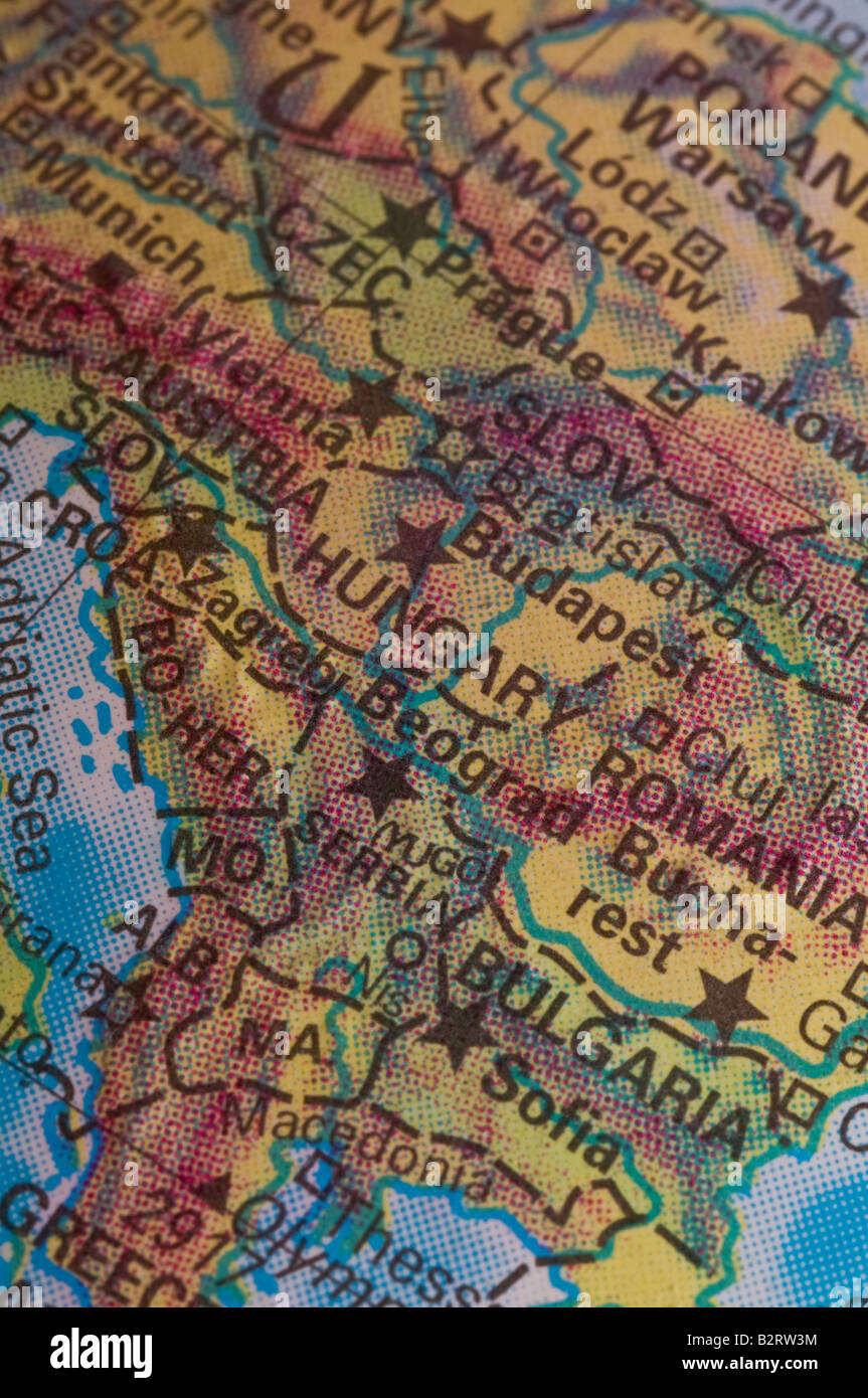 Mappa dell'area balcanica Foto stock - Alamy