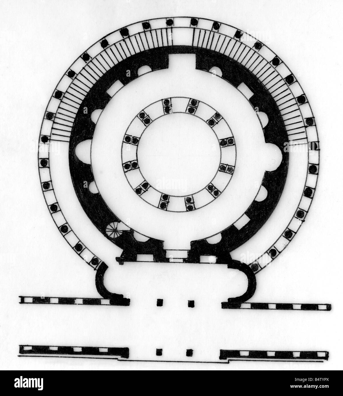 Architettura, piantine, Santa Costanza, Roma, costruita intorno al 330 ...