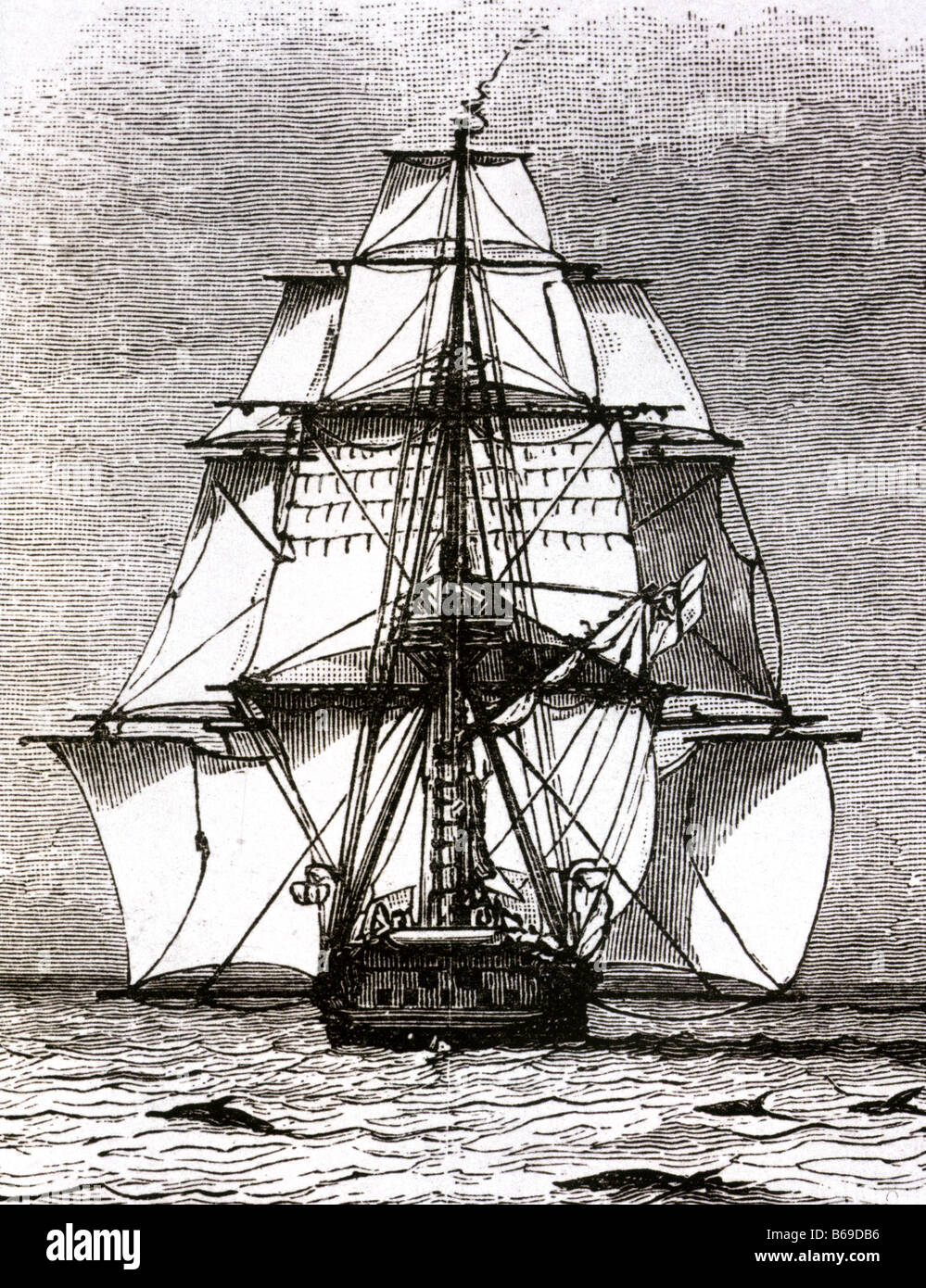 HMS Beagle nello Stretto di Magellano durante il suo epico viaggio come ...