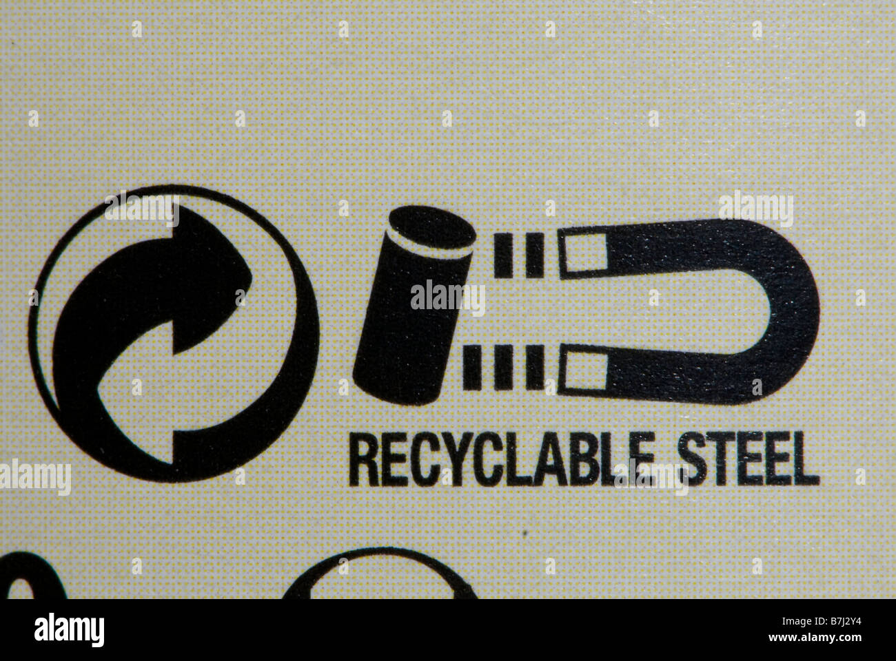 Il riciclo del metallo simbolo sull'etichetta Foto stock - Alamy