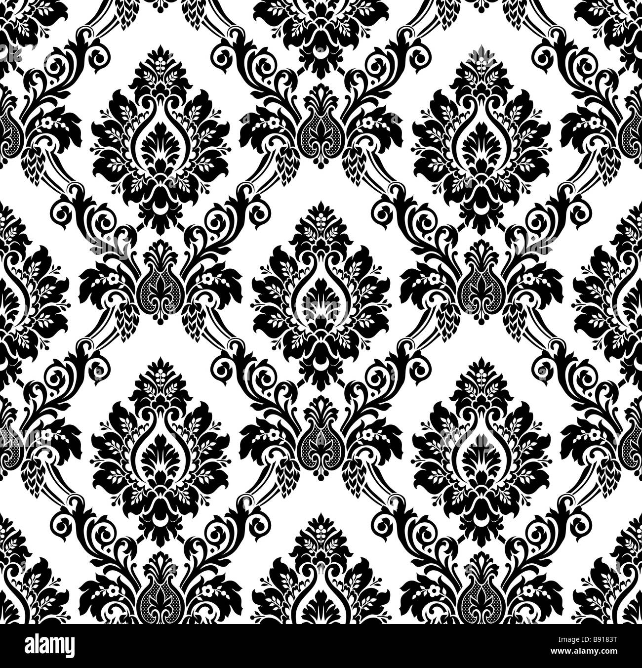 Seamless pattern di damasco Vintage wallpaper in bianco e nero Foto ...