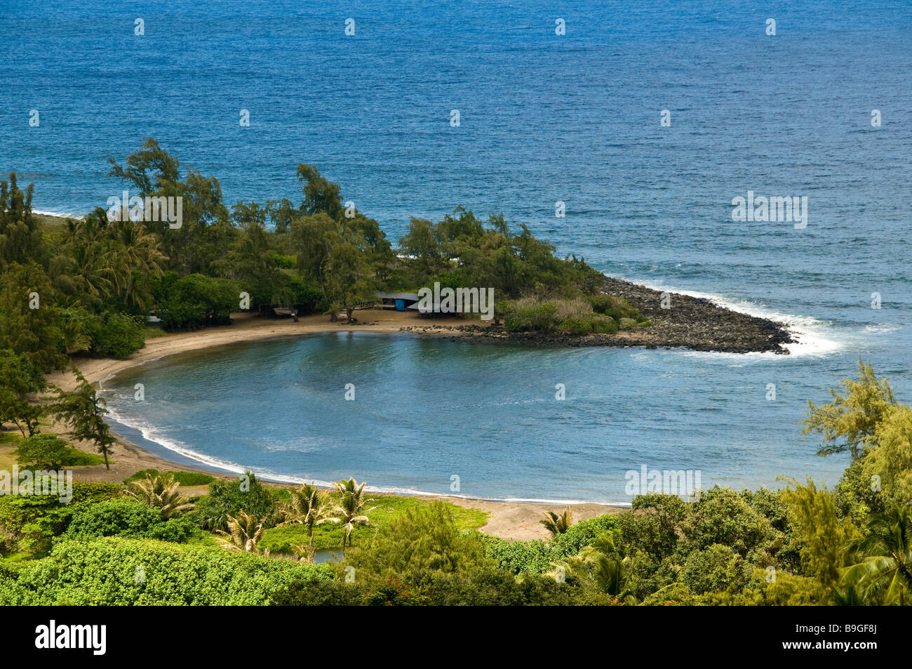 Halawa Beach Park a bocca del Halawa Valley, Molokai, Hawaii Foto stock ...