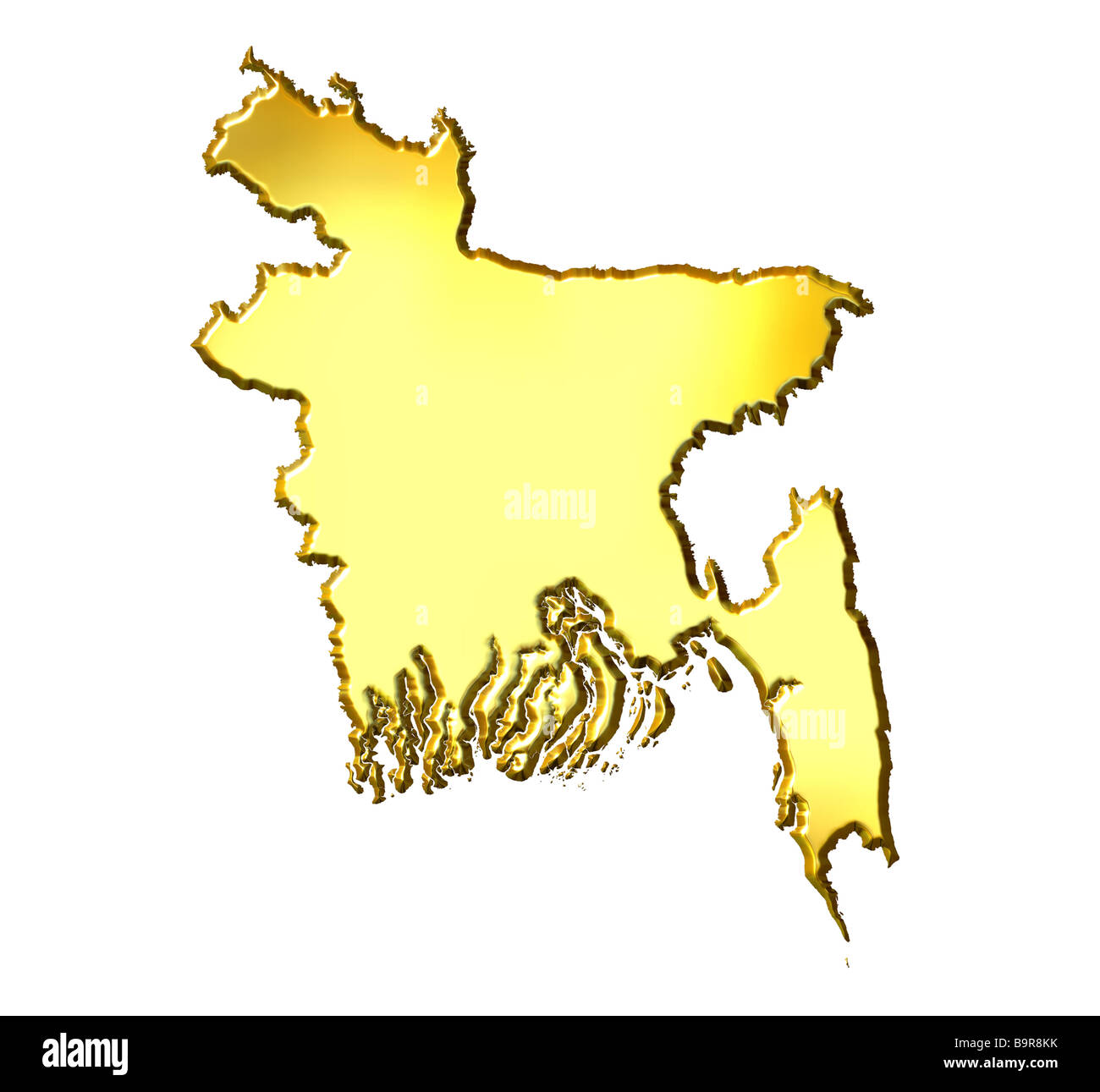 Bangladesh 3d golden mappa isolato in bianco Foto stock - Alamy