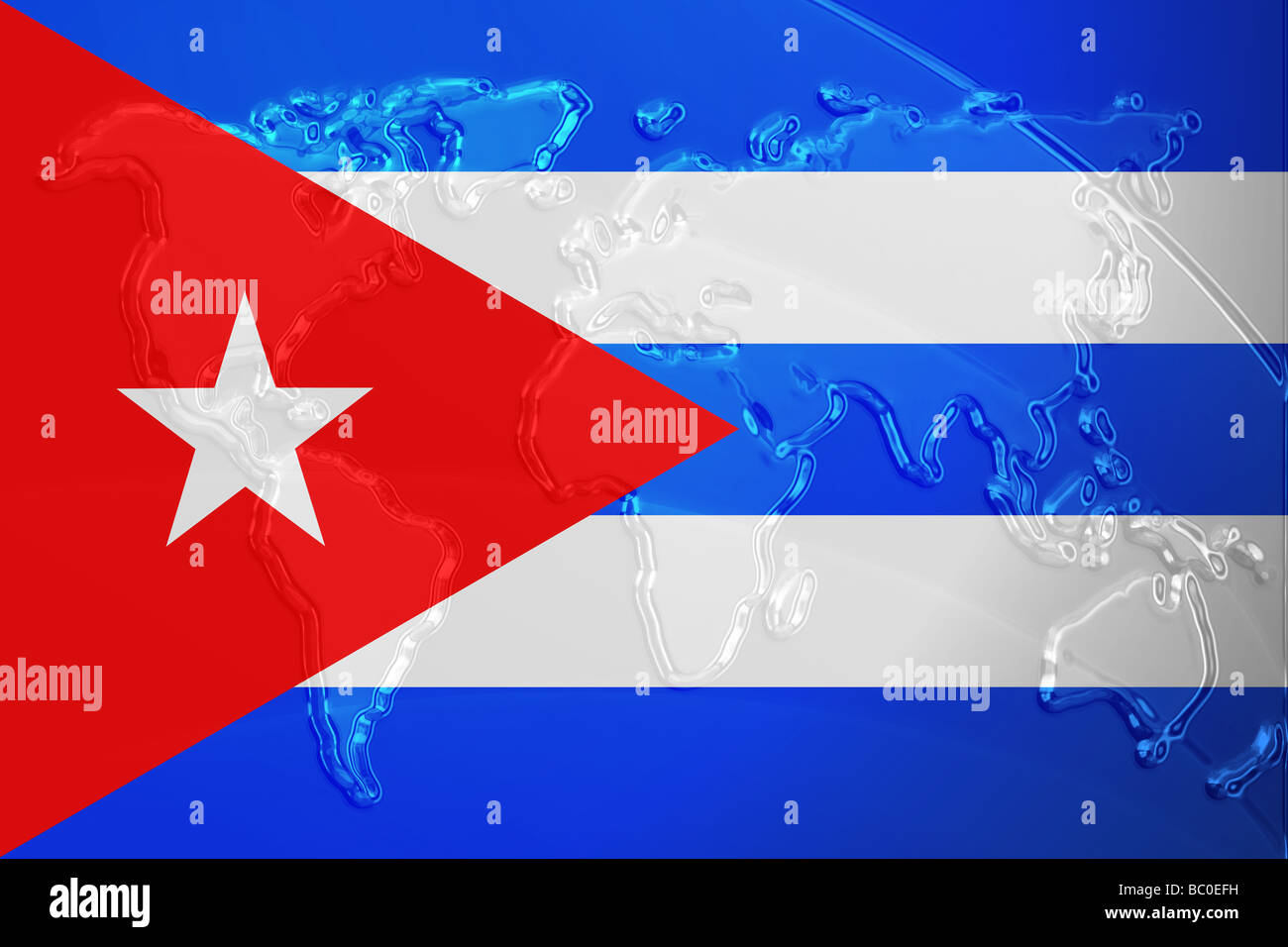 Bandiera di Cuba simbolo nazionale illustrazione clipart con mappa del ...