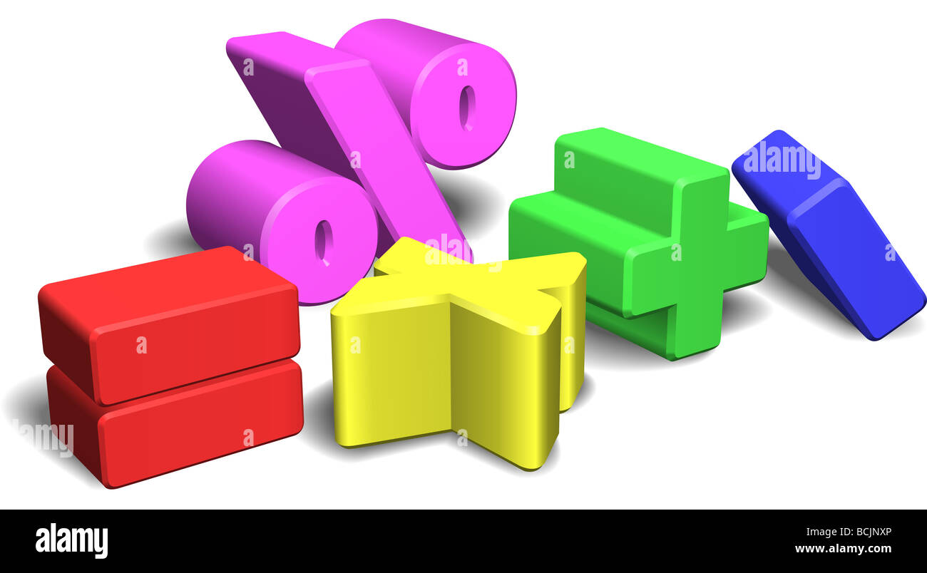 3d i simboli matematici o segni Foto stock - Alamy