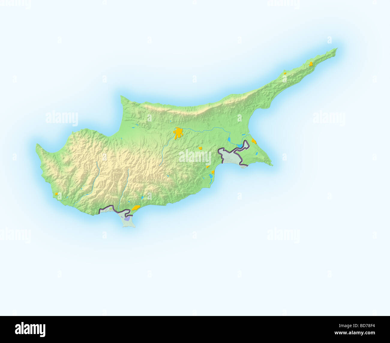 Cipro, Rilievo ombreggiato mappa Foto stock - Alamy