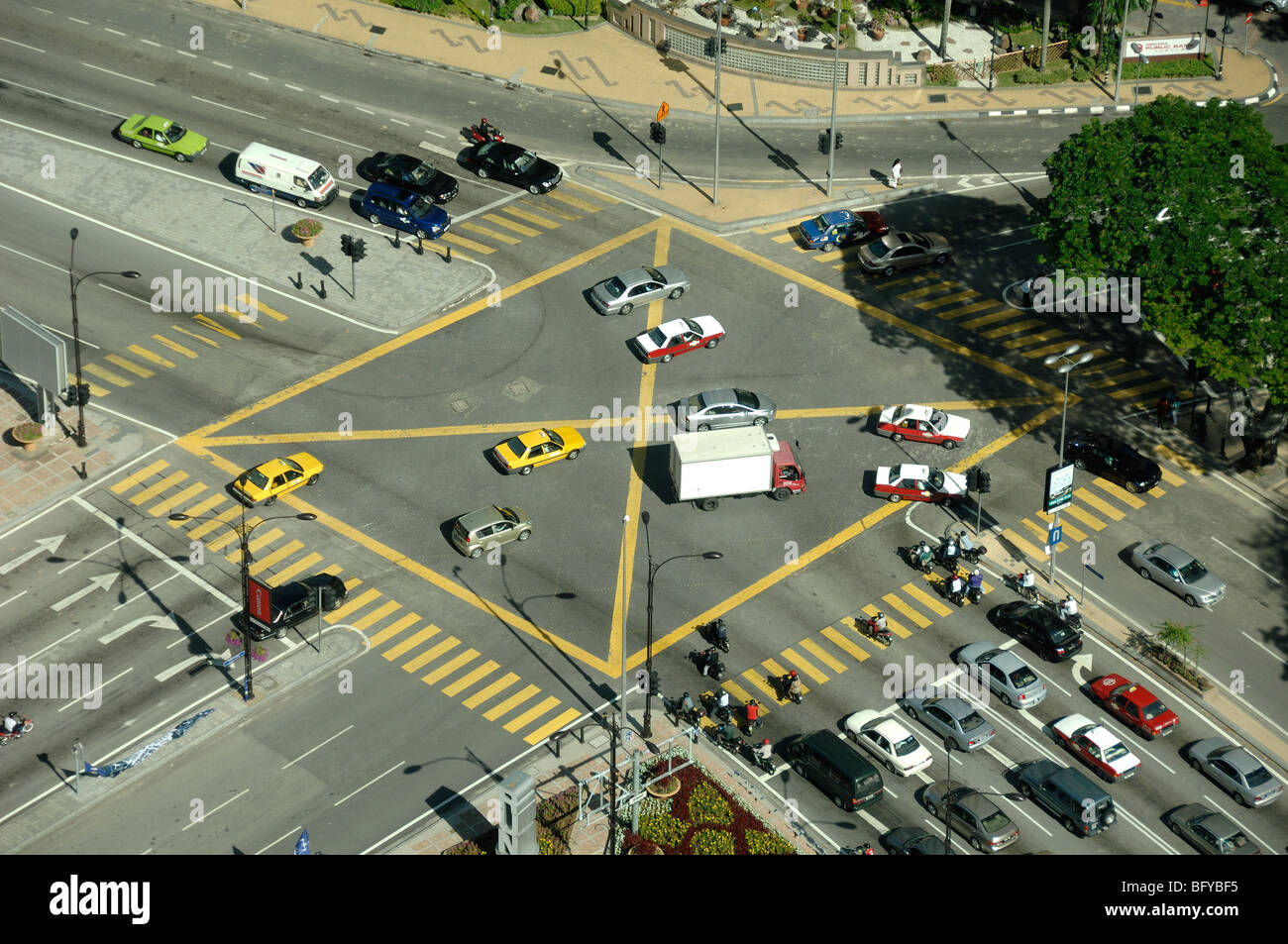 Vista aerea di Box Junction, Road Junction, Crossroads o Traffic ...