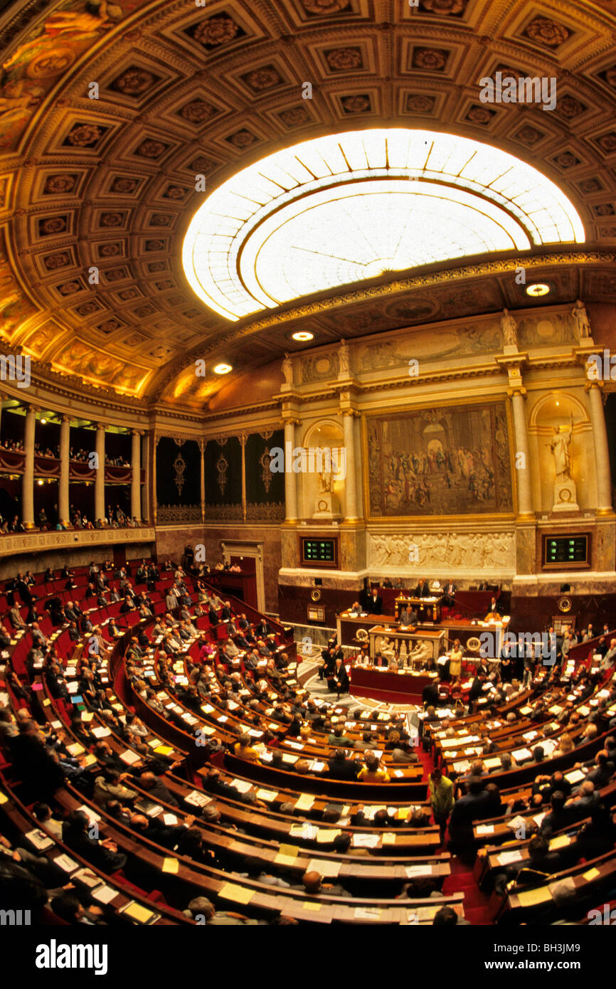 Emiciclo nel Palais Bourbon, sede dell'Assemblea nazionale francese, il ...