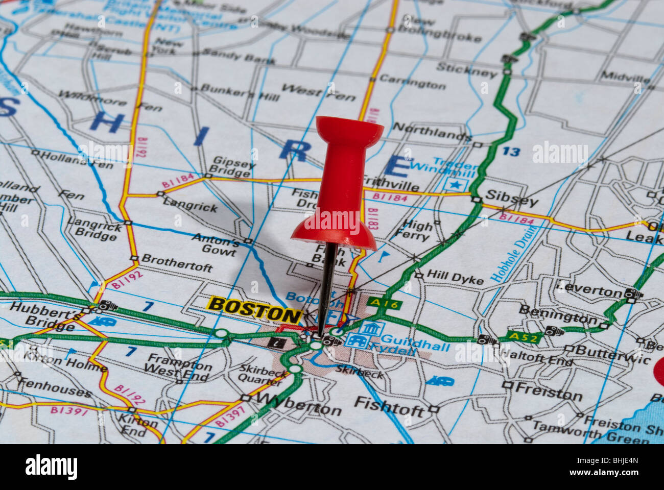 Rosso Spina mappa nella mappa stradale rivolta alla città di Boston ...