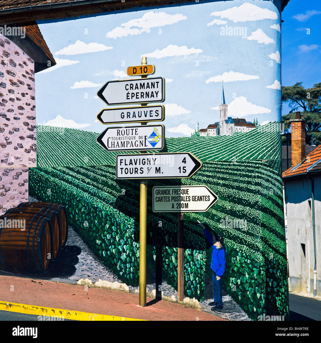Route touristique du Champagne scenic segnaletica stradale, murale ...