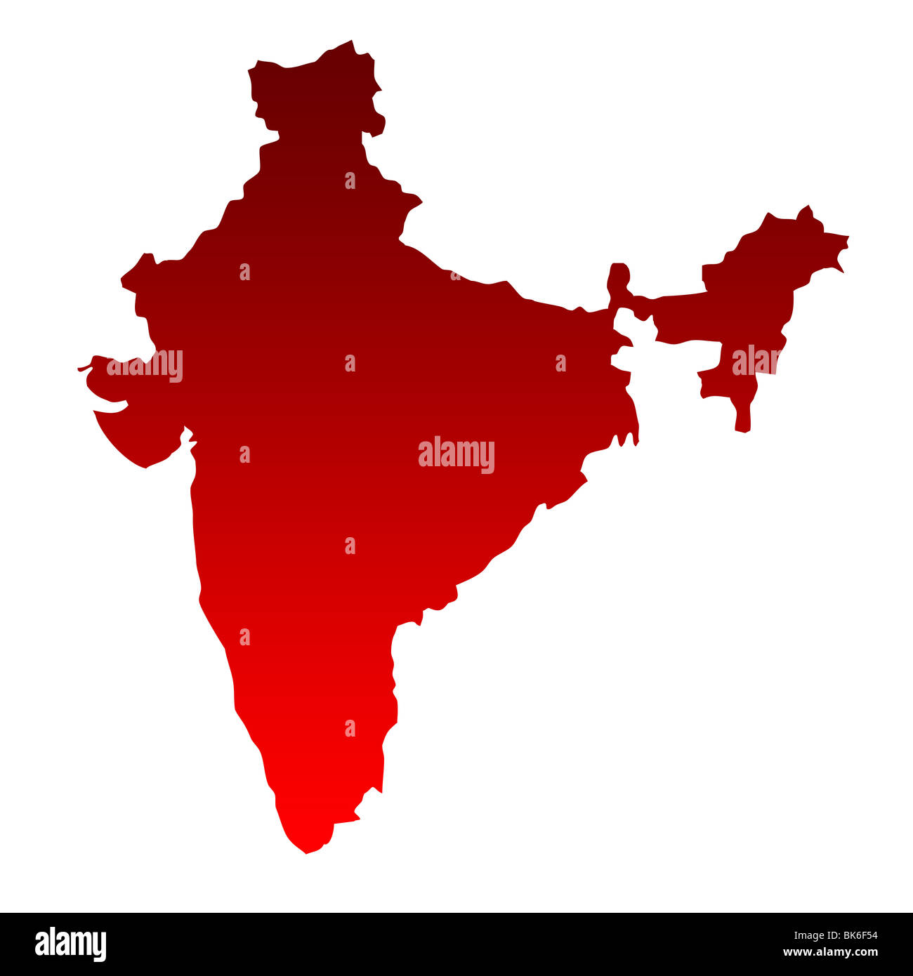 Mappa di India in gradiente isolato rosso su sfondo bianco Foto stock ...