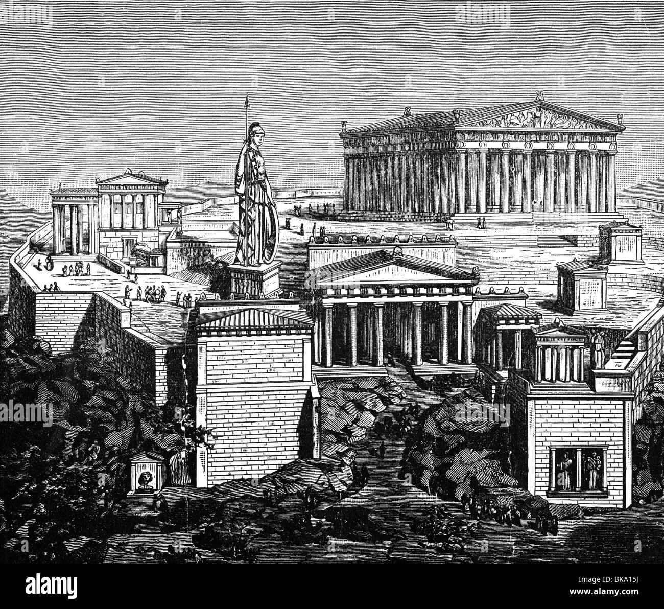 Geografia / viaggio, Grecia, Atene, acropoli, disegno, storico, storico ...
