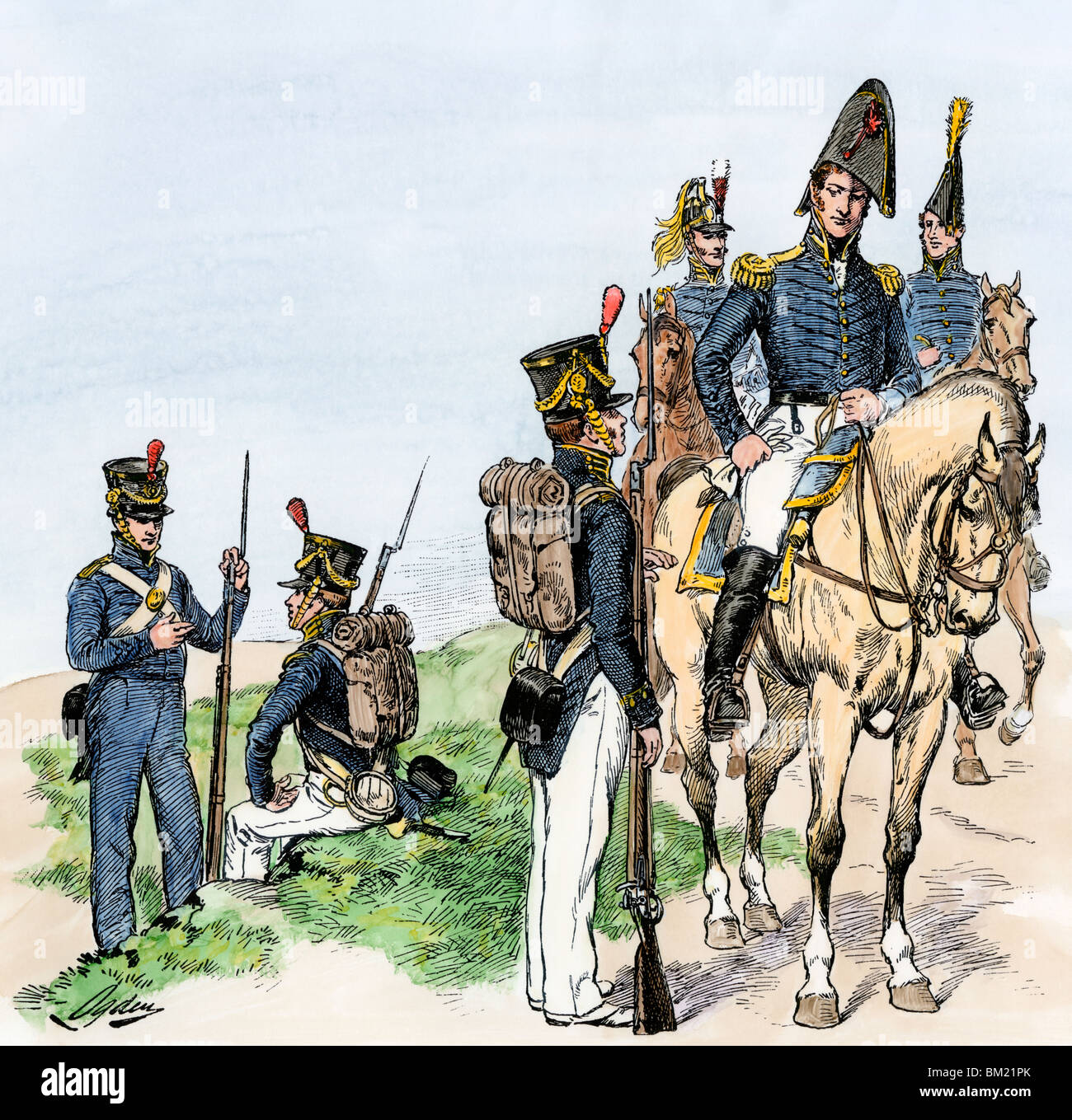 Noi uniformi militari 1813-1821: rifleman, artiglieria, fanteria ...