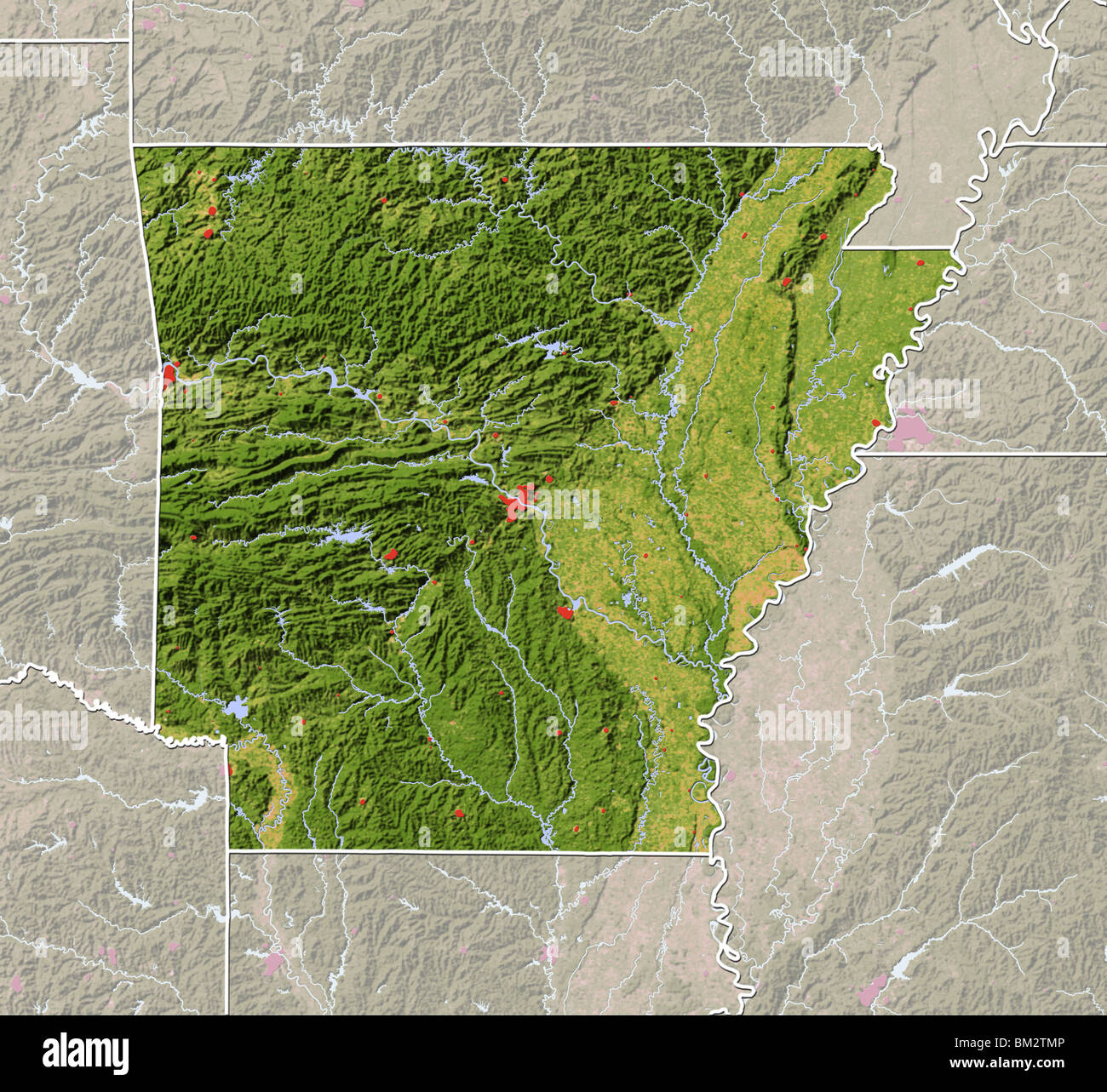 Mappa fisica dell'arkansas immagini e fotografie stock ad alta ...