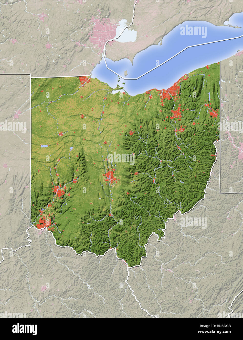 Mappa fisica di ohio immagini e fotografie stock ad alta risoluzione - Alamy