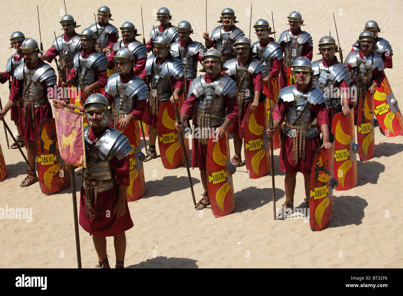 Attori che interpretano legionari romani i soldati in la tartaruga ...