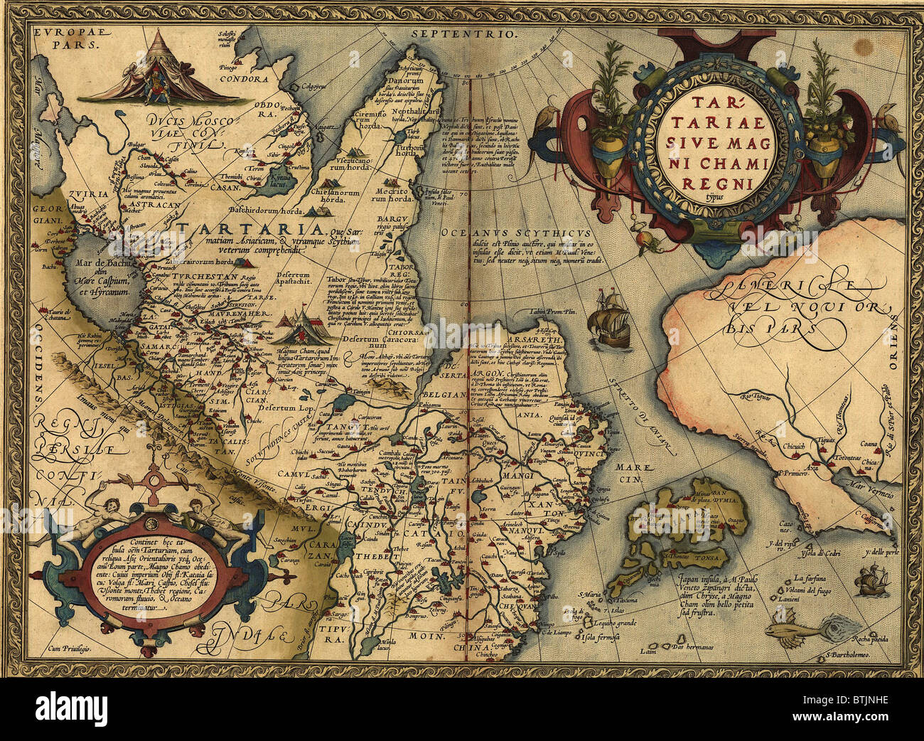 1570 mappa di 'Tartaria' spanning tutte in Asia settentrionale dai ...