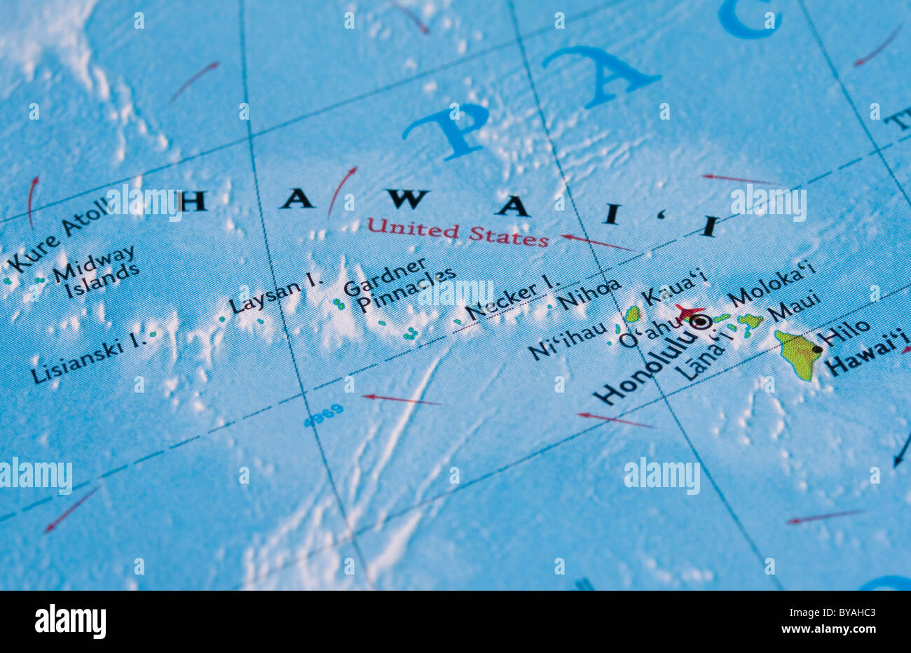 Hawaii sulla mappa Foto stock - Alamy