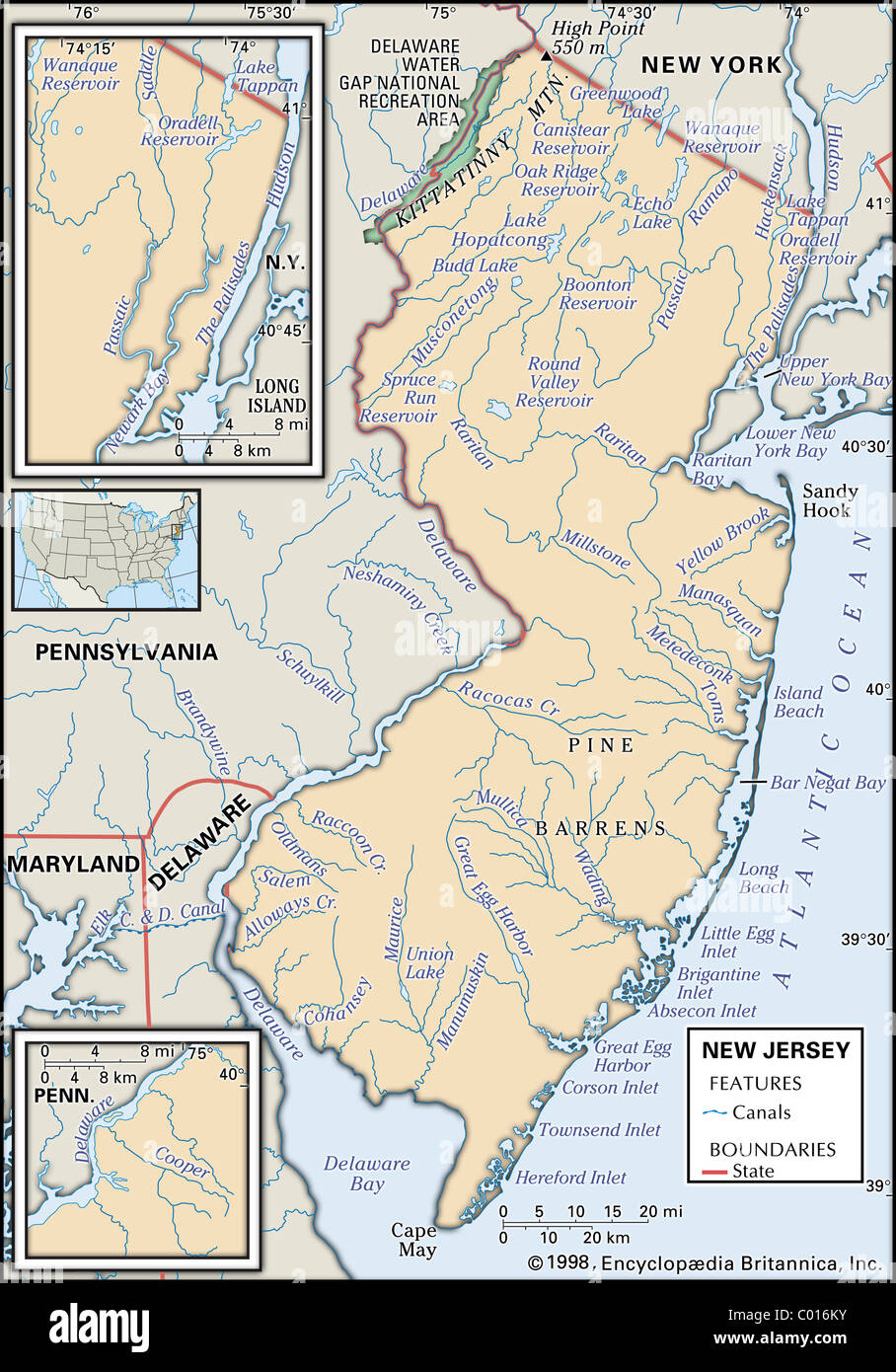 Mappa di New Jersey Foto stock - Alamy