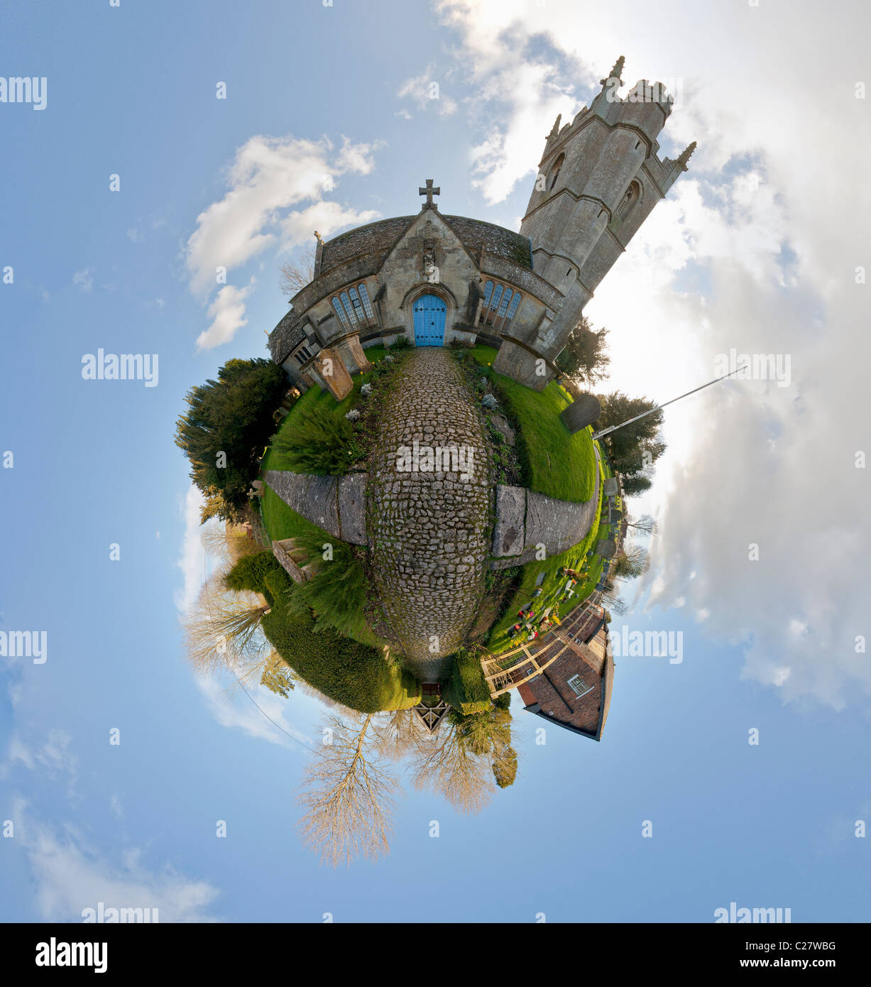 360 grado "pianeta" panorama di la chiesa di Sant'Andrea Heddington ...