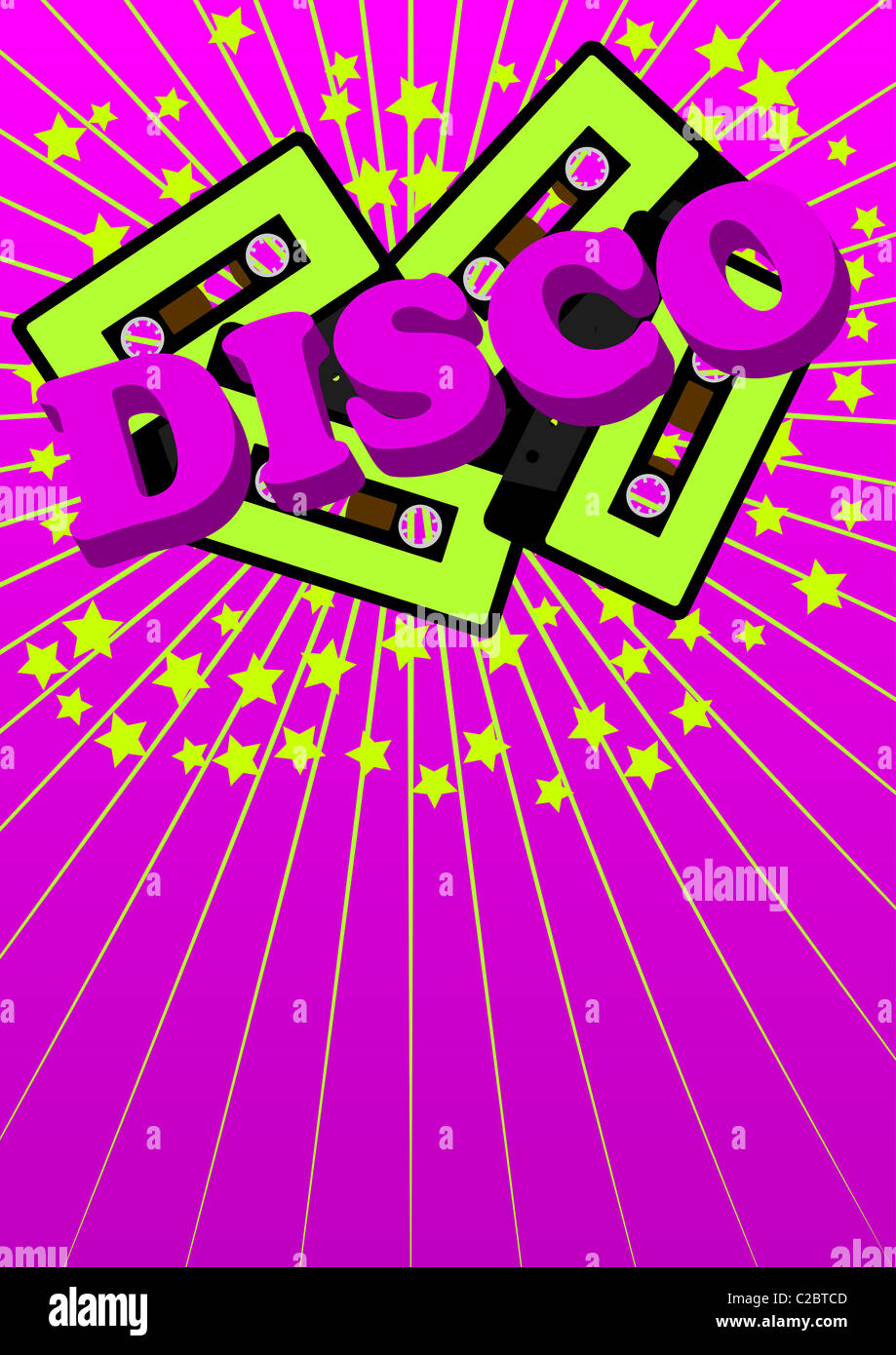 Retrò sfondo Party - Audio Casette nastro e segno della discoteca Foto ...