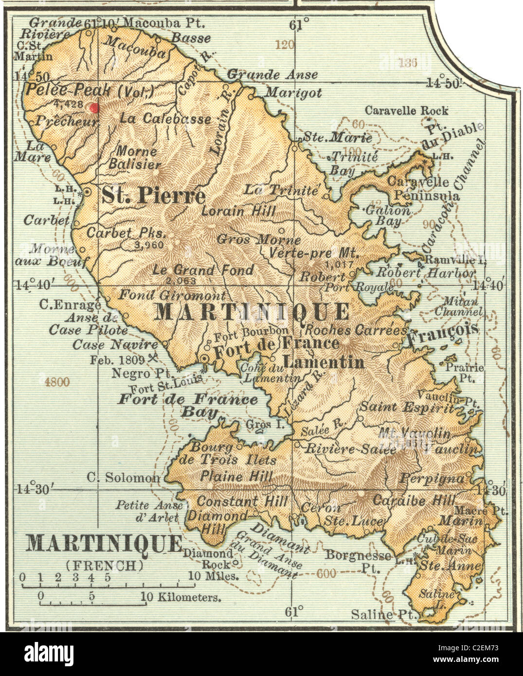 Mappa dell'isola martinique immagini e fotografie stock ad alta ...