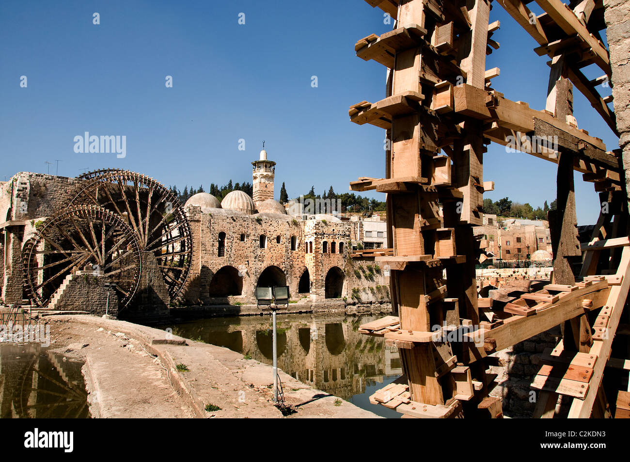 Hama mulino ad acqua Noria 20 metro alto Siria fiume Oronte costruire ...