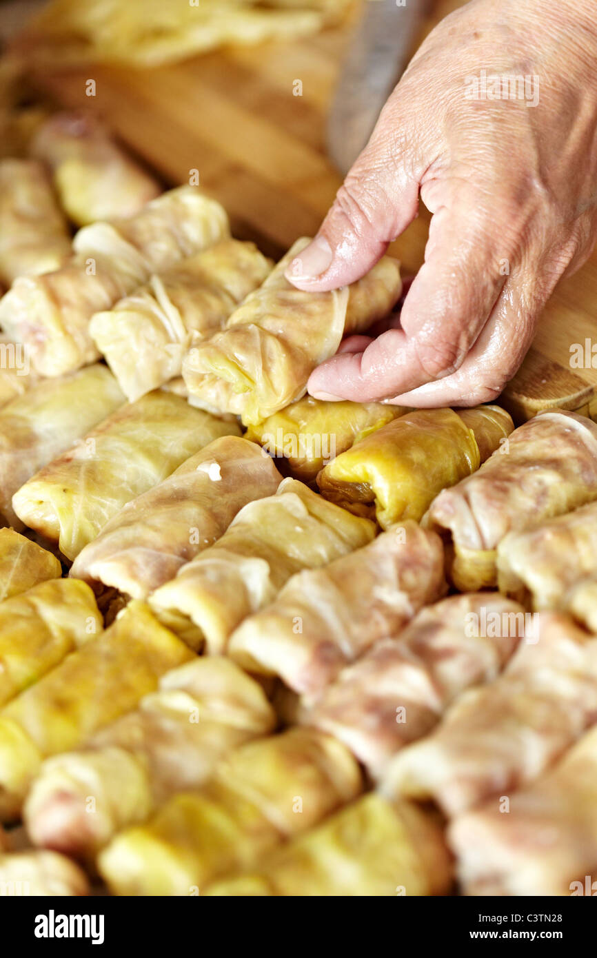 Sarmale di cottura, un tradizionale piatto rumeno, con carne macinata e ...