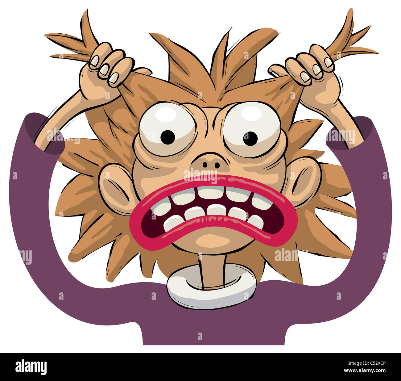 Bambina è lo strappo i capelli in frustrazione Foto stock - Alamy