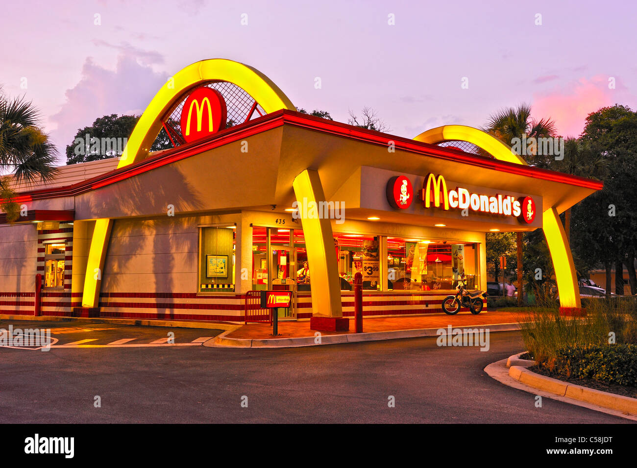 Mc Donalds, fast-food, segno, sera, Atlantic Beach, Jacksonville ...