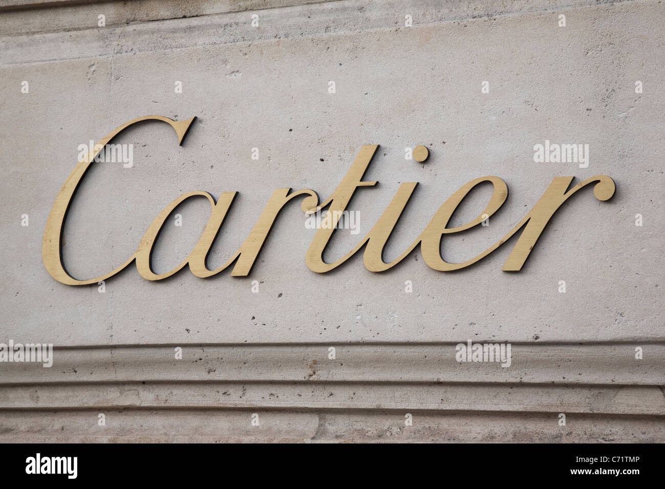 Cartier Logo su Champs-Elysees Shop facciata, Parigi, Francia Foto ...