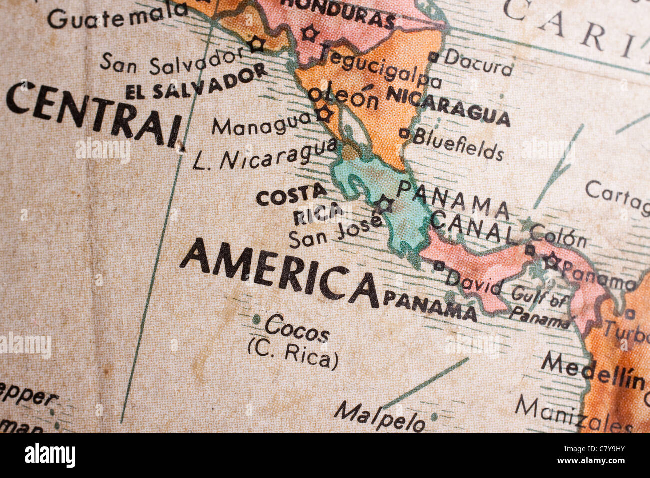 Mappa di America Centrale Foto stock - Alamy