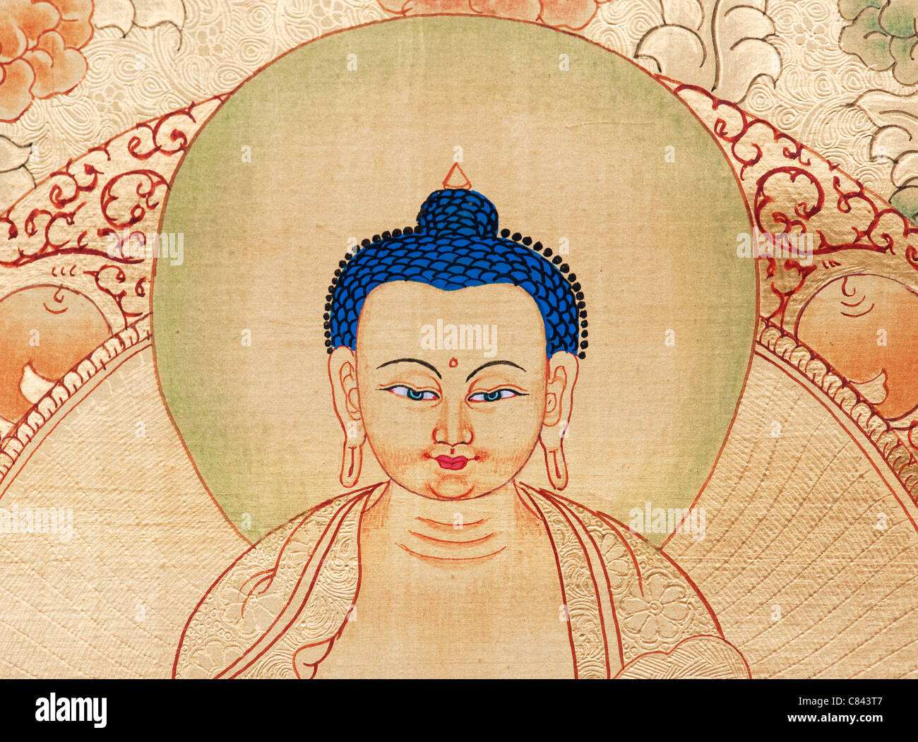 Golden Buddista Tibetana Thangka / Tanka pittura Foto stock - Alamy