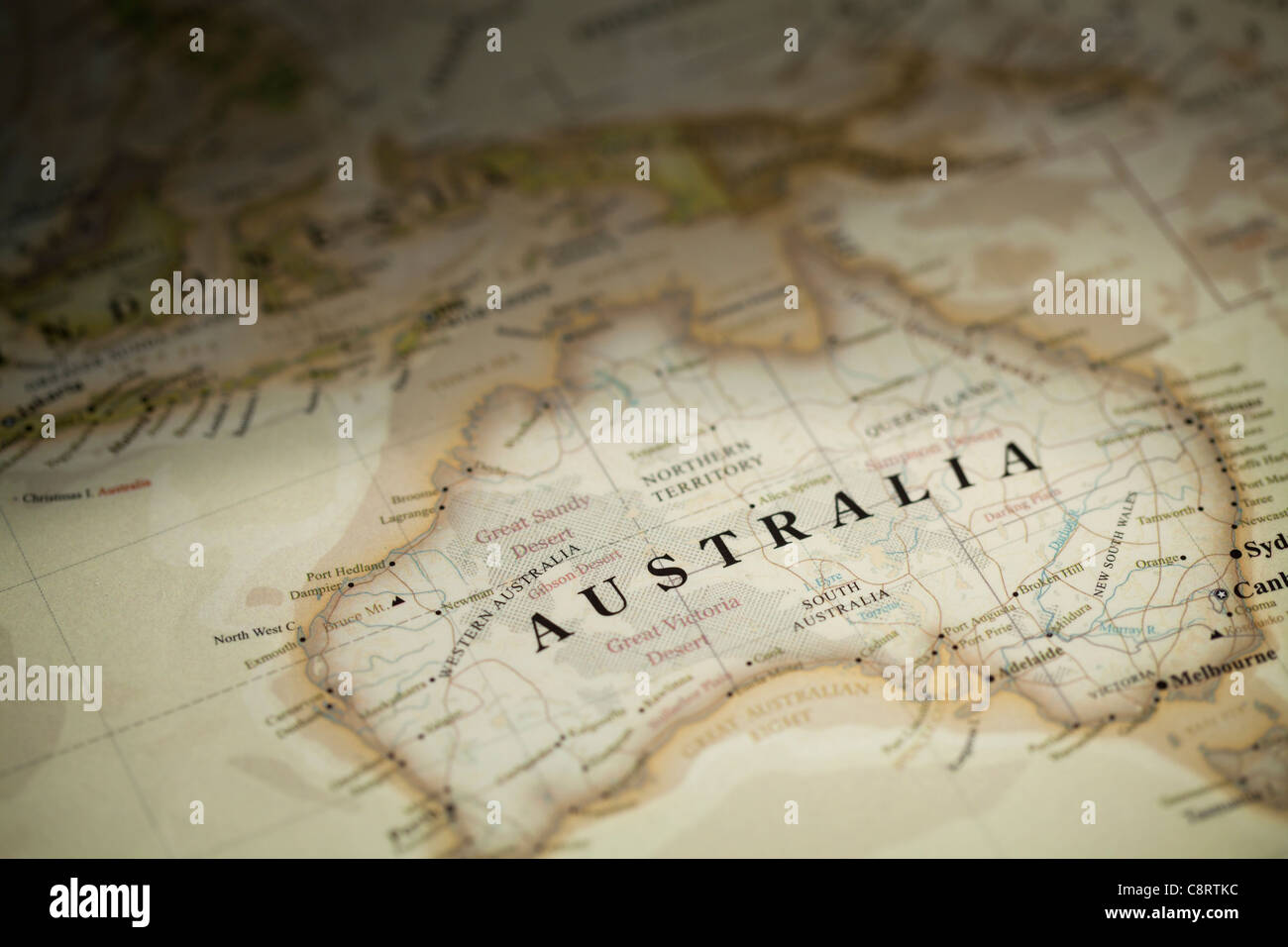 Close-up del continente australiano mappa del mondo Foto stock - Alamy