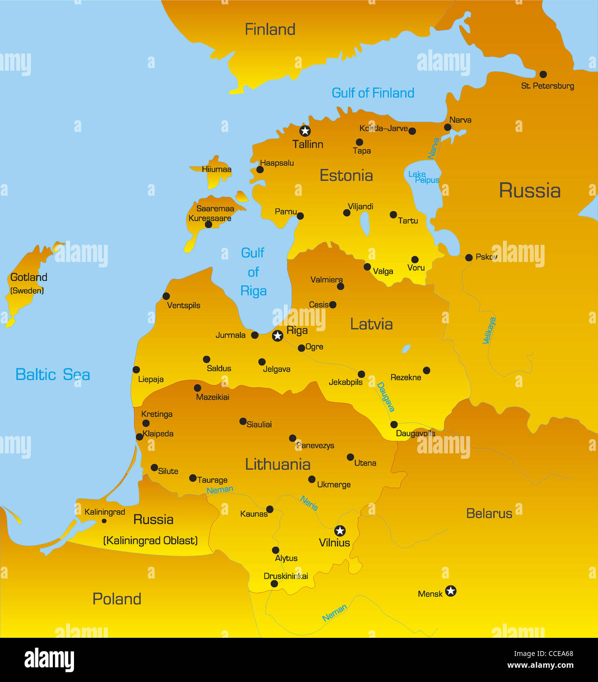 Mappa della regione del Mar Baltico paesi Foto stock - Alamy