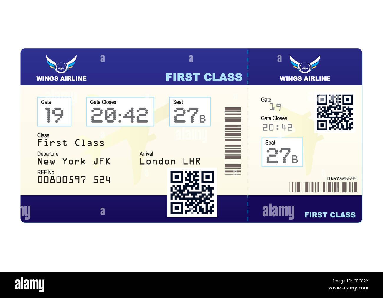 Fake biglietto aereo con scansione smart moderno codice a barre QR code ...