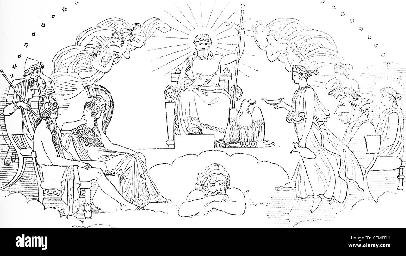 Zeus and gods on mount olympus immagini e fotografie stock ad alta ...