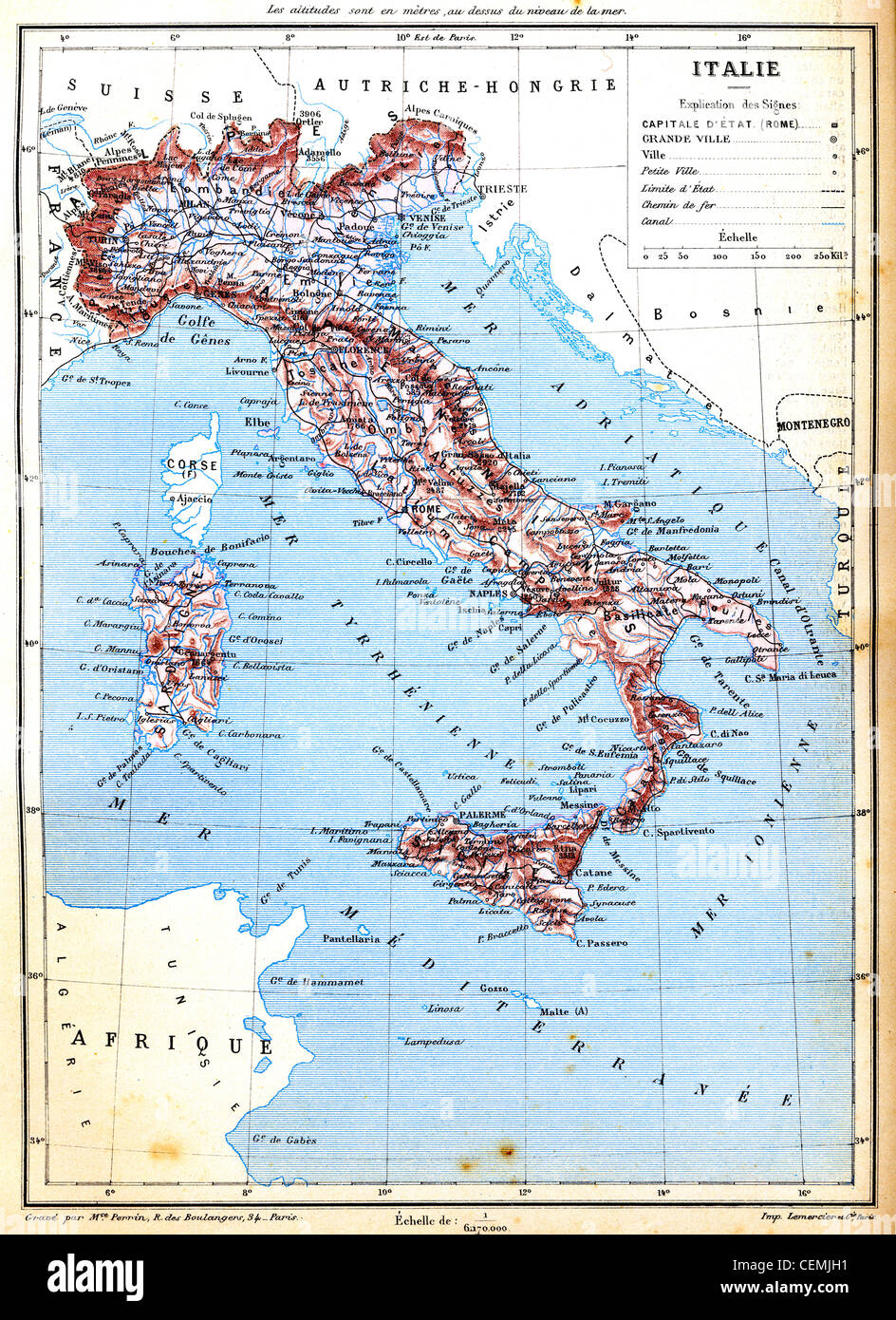 La mappa di Italia con spiegazione dei segni sulla mappa Foto stock - Alamy