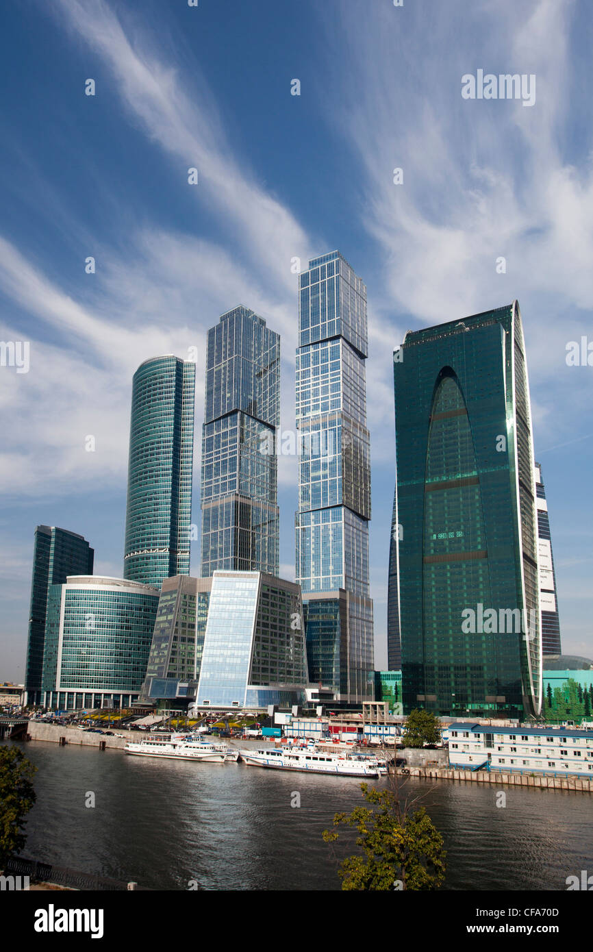Russia, Europa, Mosca, città moderna, Skyline, grattacieli, Mosca River ...