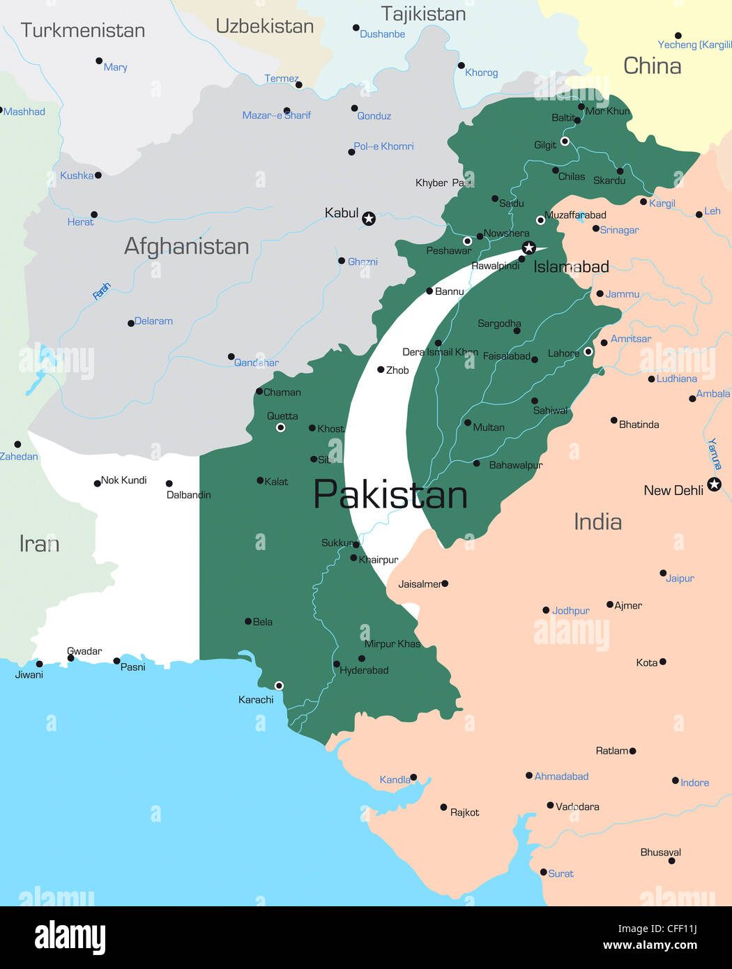 Pakistan Country Map Immagini e Fotos Stock - Alamy