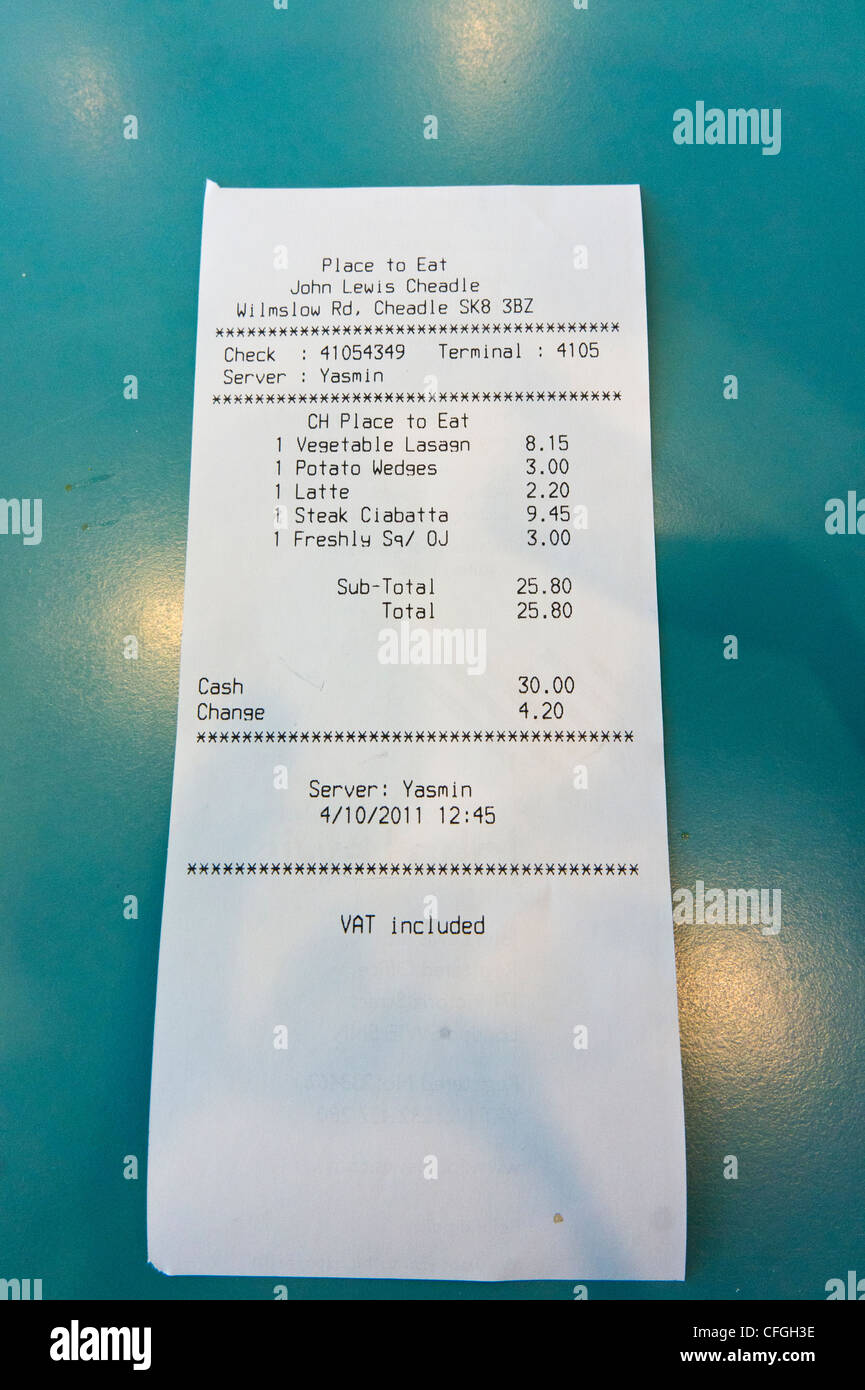 Ricevuta del ristorante immagini e fotografie stock ad alta risoluzione ...
