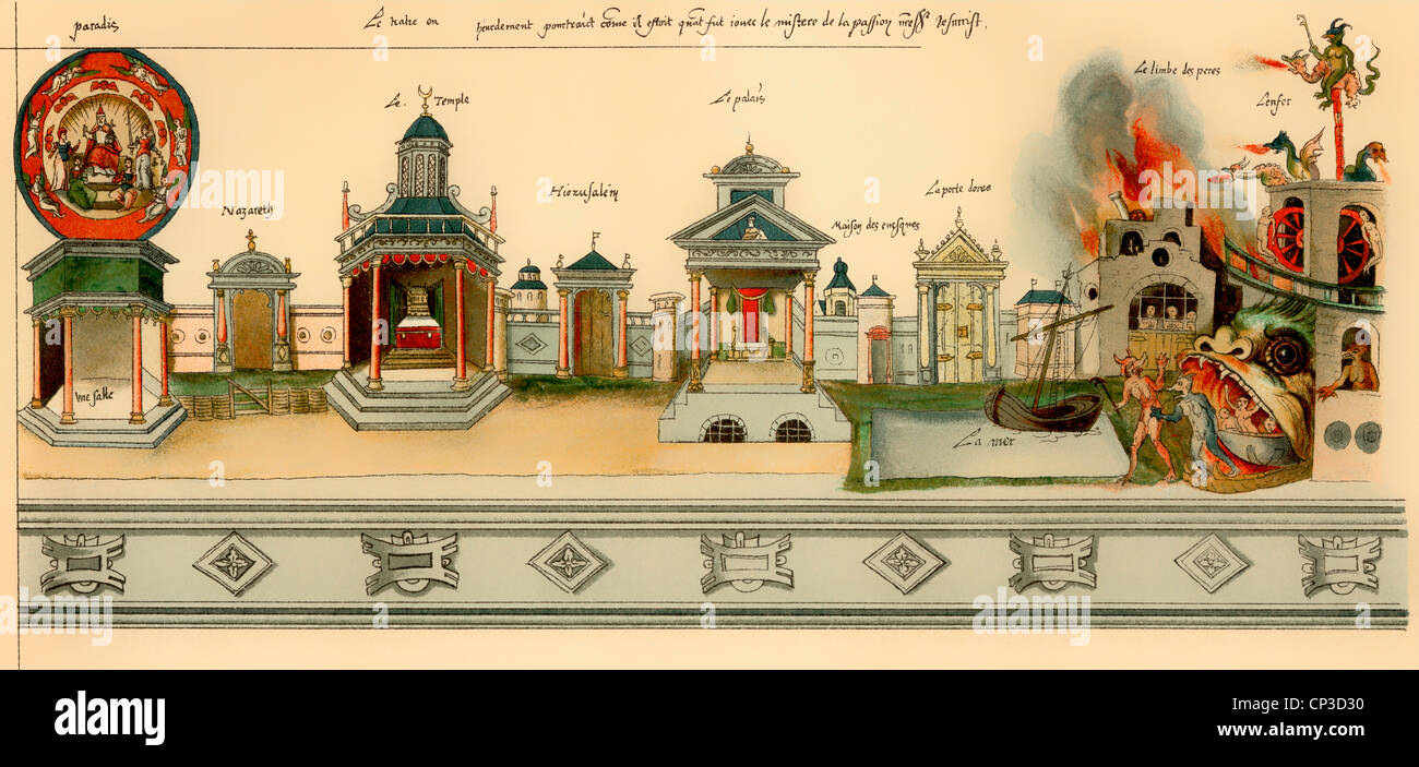 Manoscritto Da Hubert Cailleau 1547 Scenario Di Un Palcoscenico