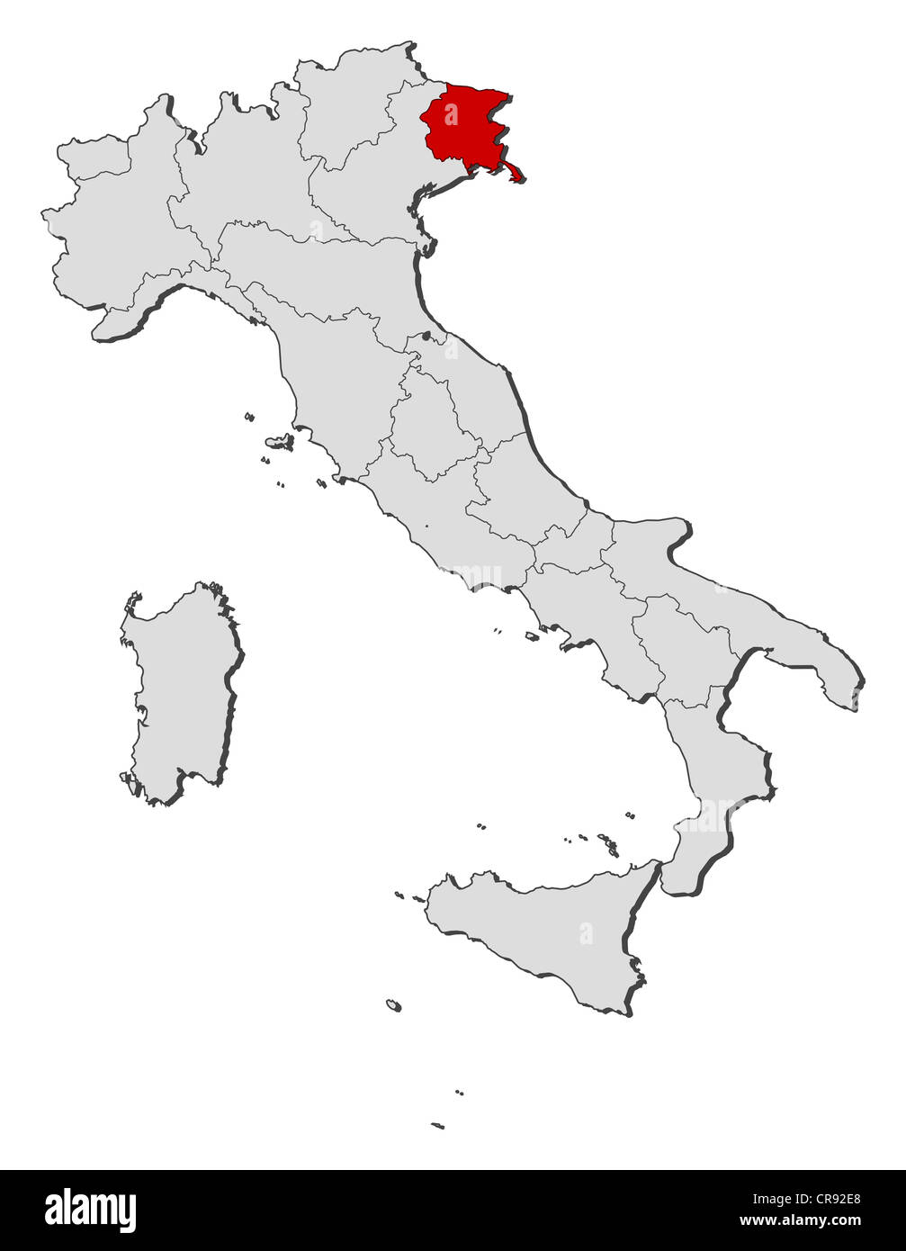 Mappa politica dell Italia con le diverse regioni dove il Friuli ...