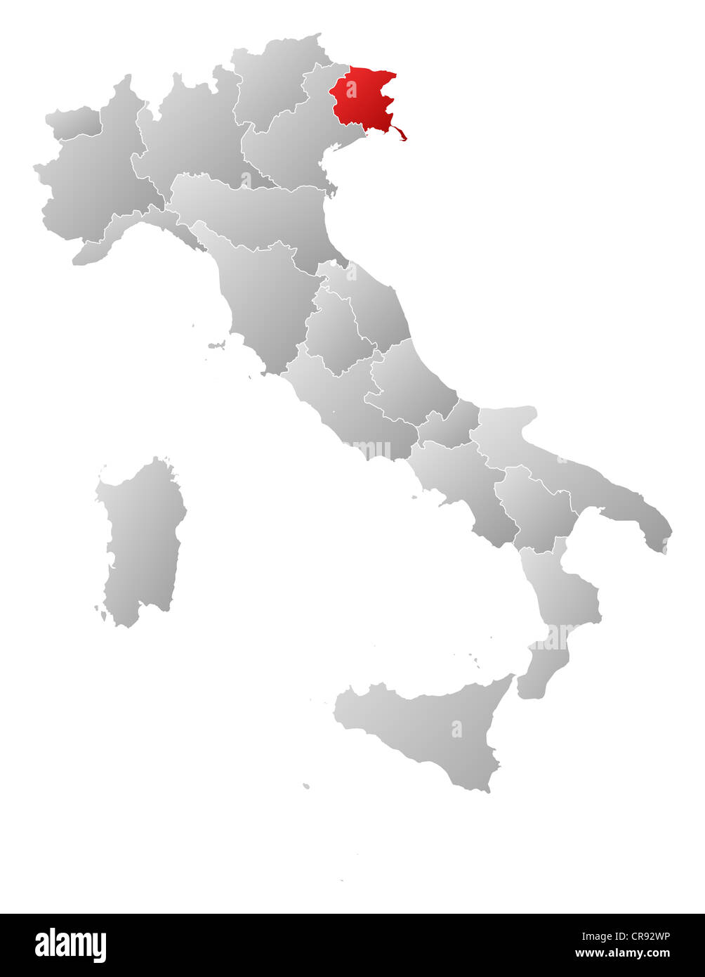 Mappa politica dell Italia con le diverse regioni dove il Friuli ...