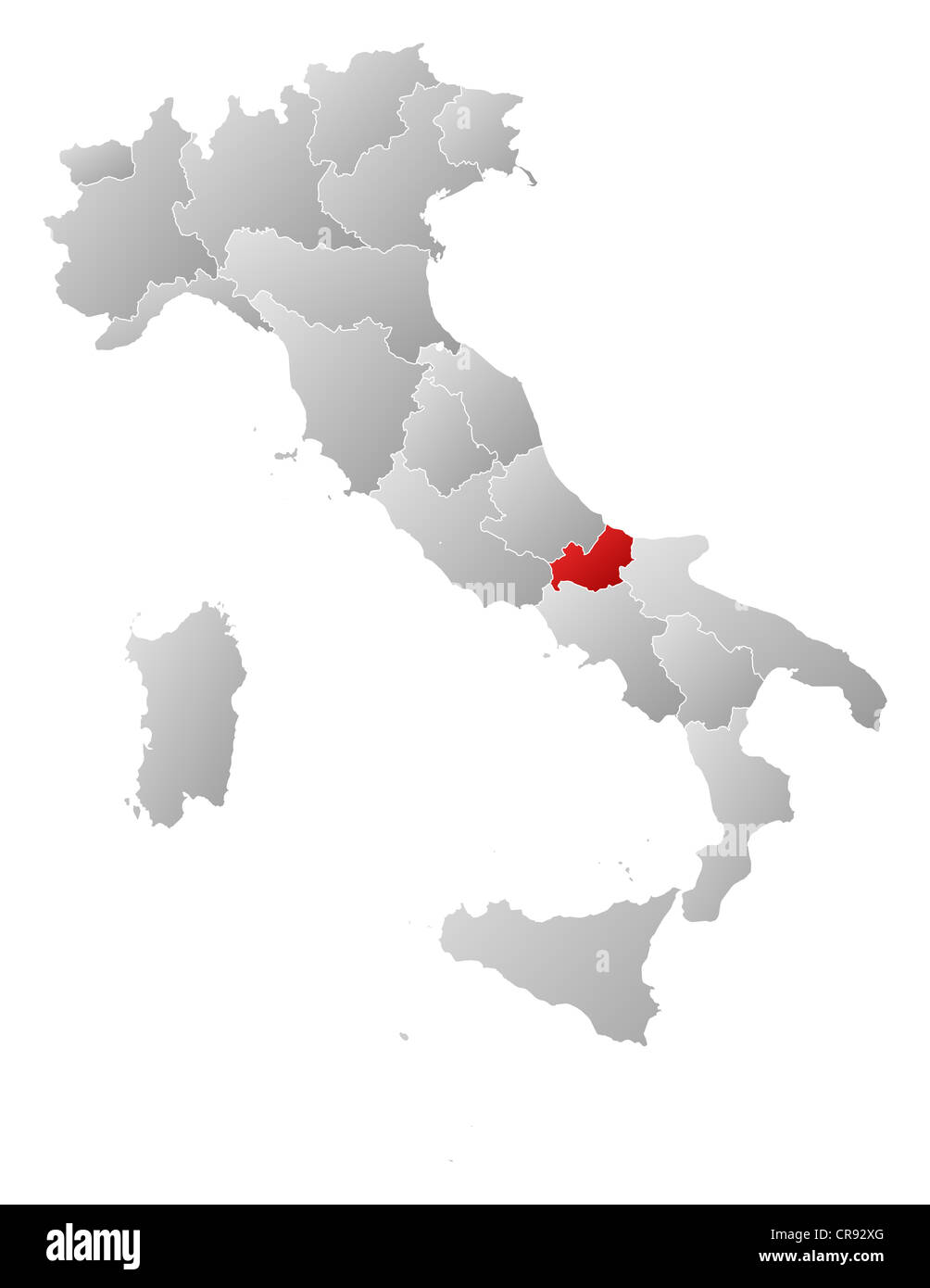 Mappa politica dell Italia con le diverse regioni dove il Molise è ...