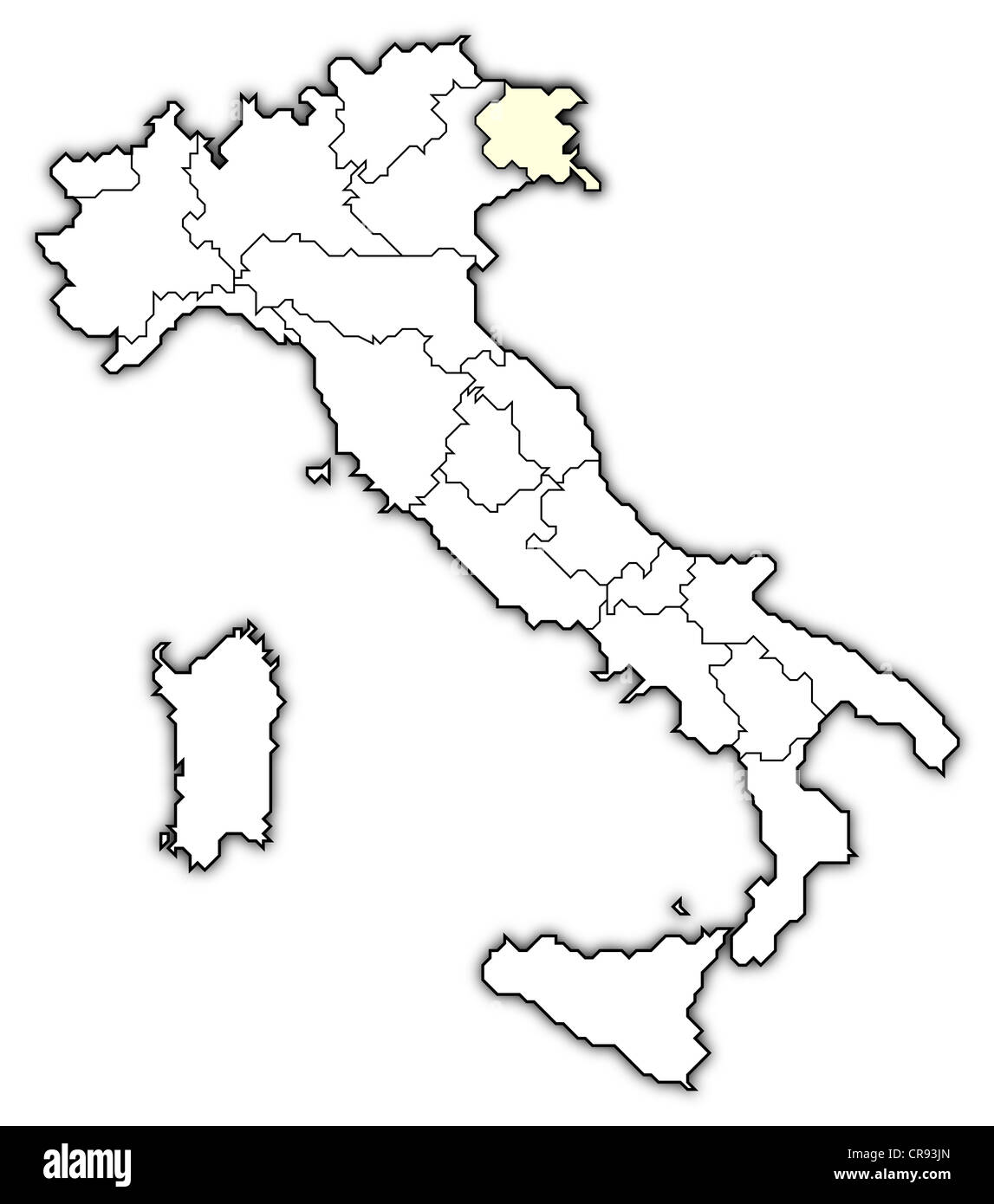 Mappa politica dell Italia con le diverse regioni dove il Friuli ...