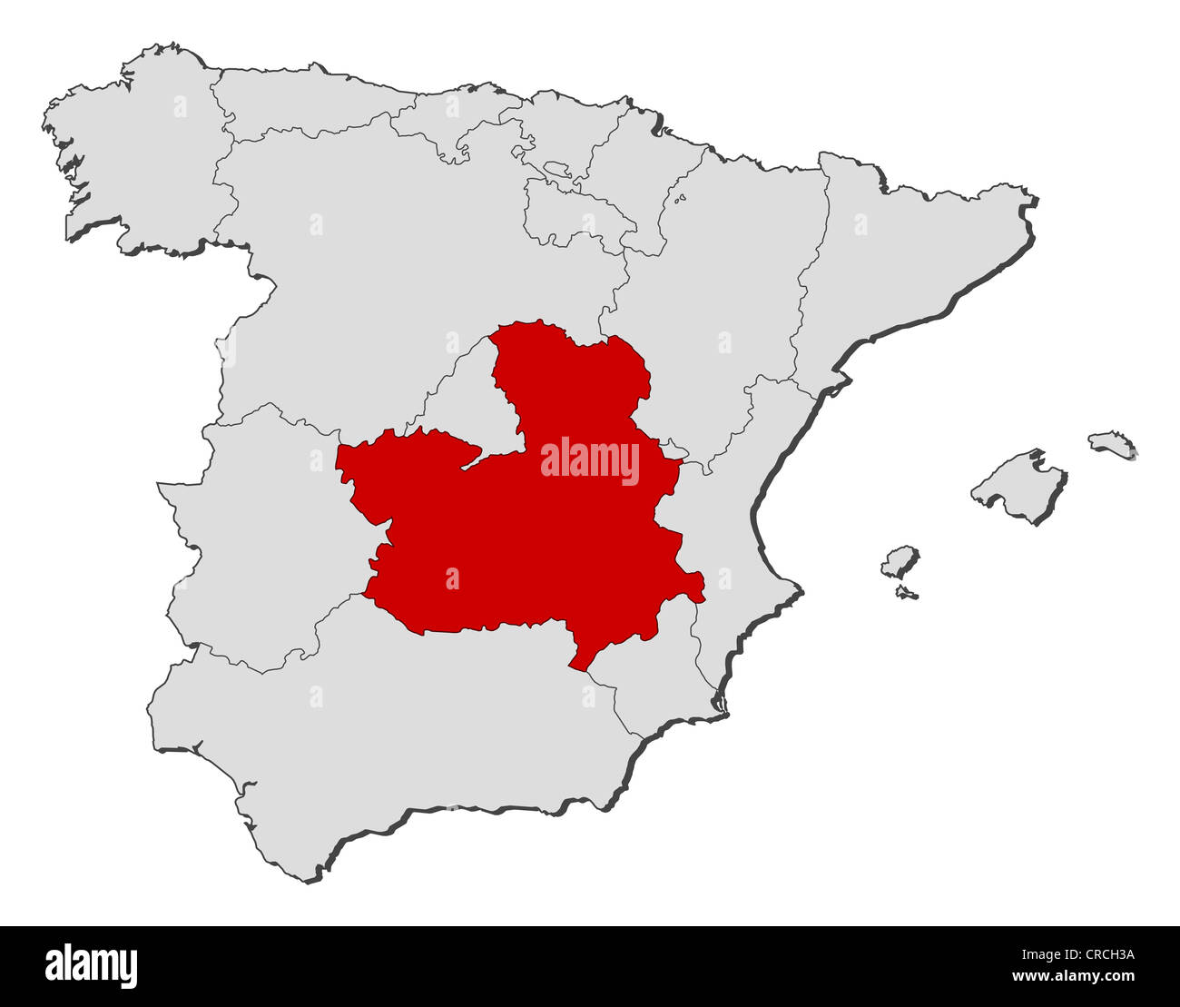 Mappa politica della Spagna con le diverse regioni dove Castilla la ...