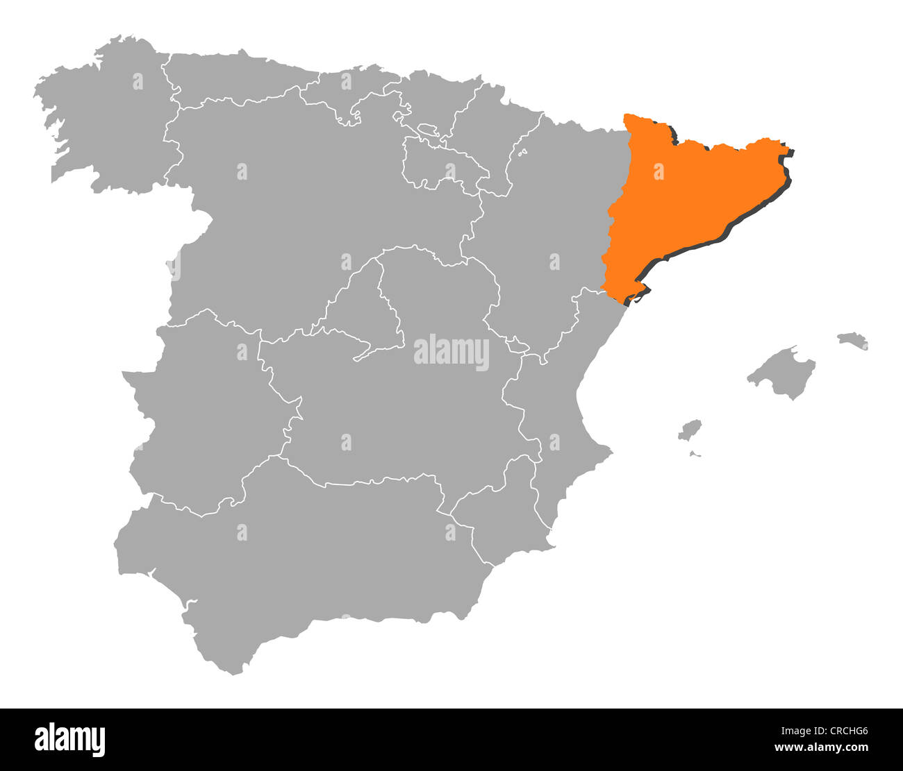 Mappa politica della Spagna con le diverse regioni in cui la Catalogna ...