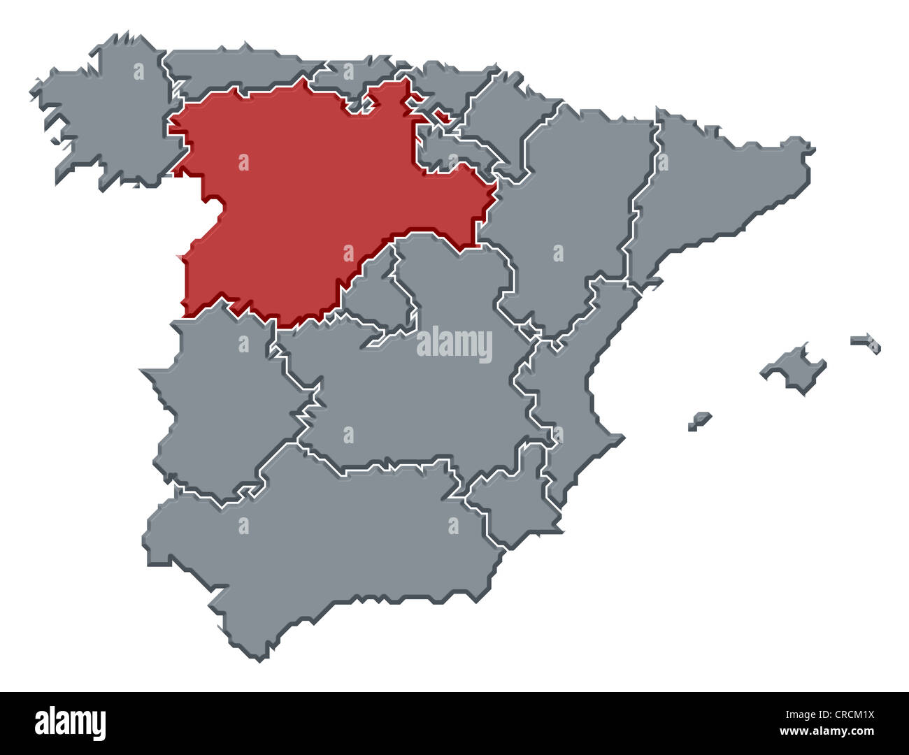 Mappa politica della Spagna con le diverse regioni dove Castiglia e ...