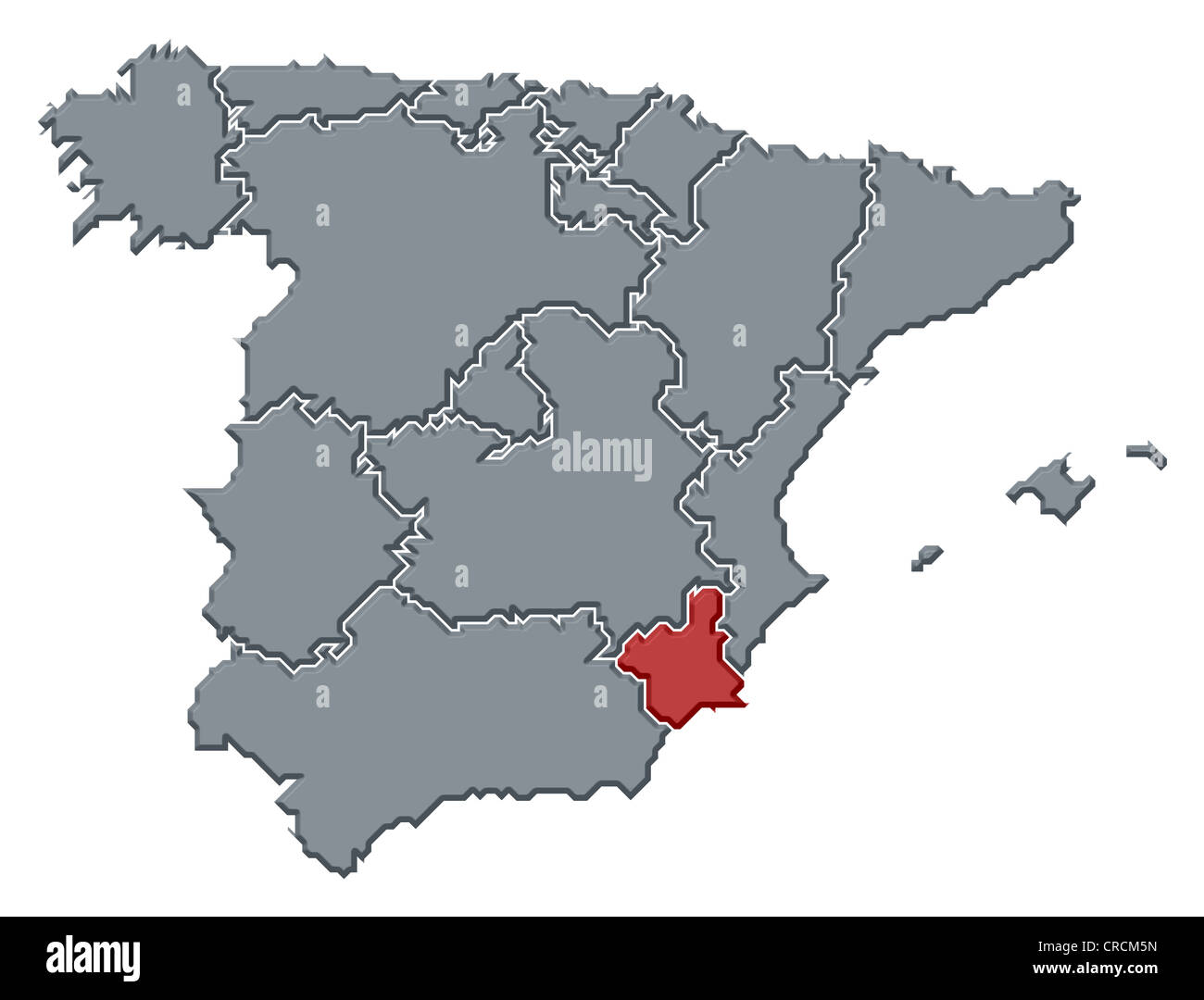 Mappa politica della Spagna con le diverse regioni in cui la regione di ...